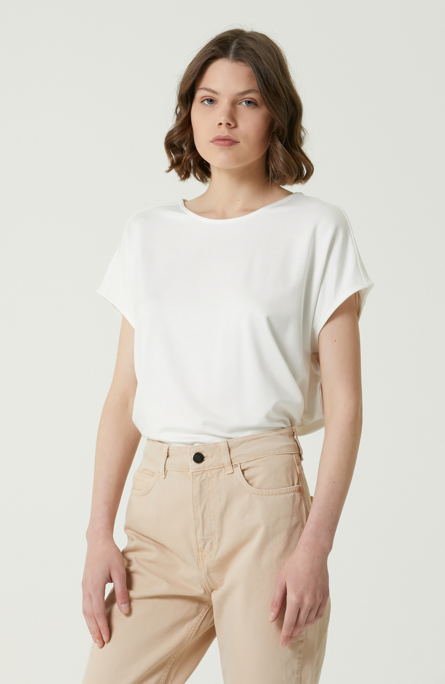 Ekru Baskılı T-shirt