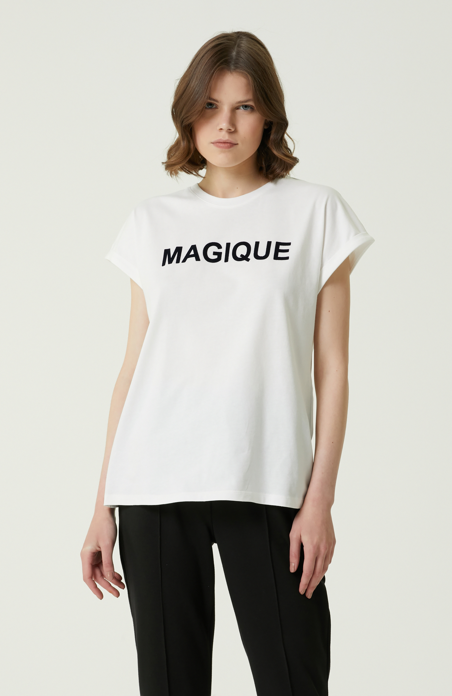 Basic Fit Beyaz Baskılı T-shirt