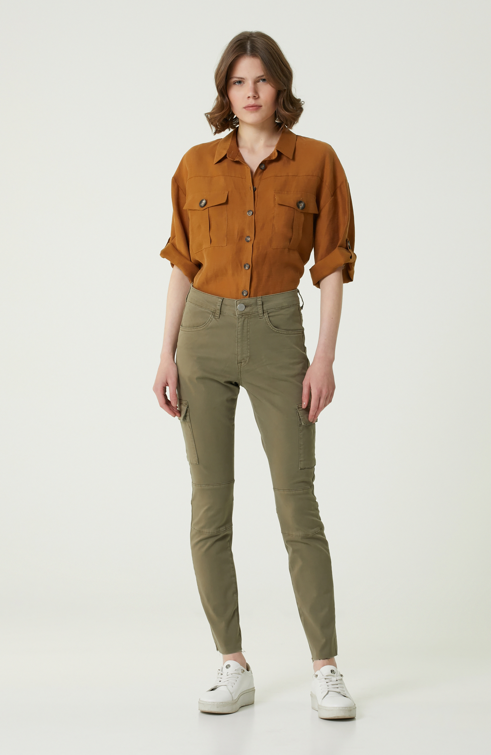 Basic Fit Haki Dar Paça Pantolon Basic Fit Haki Dar Paça Pantolon