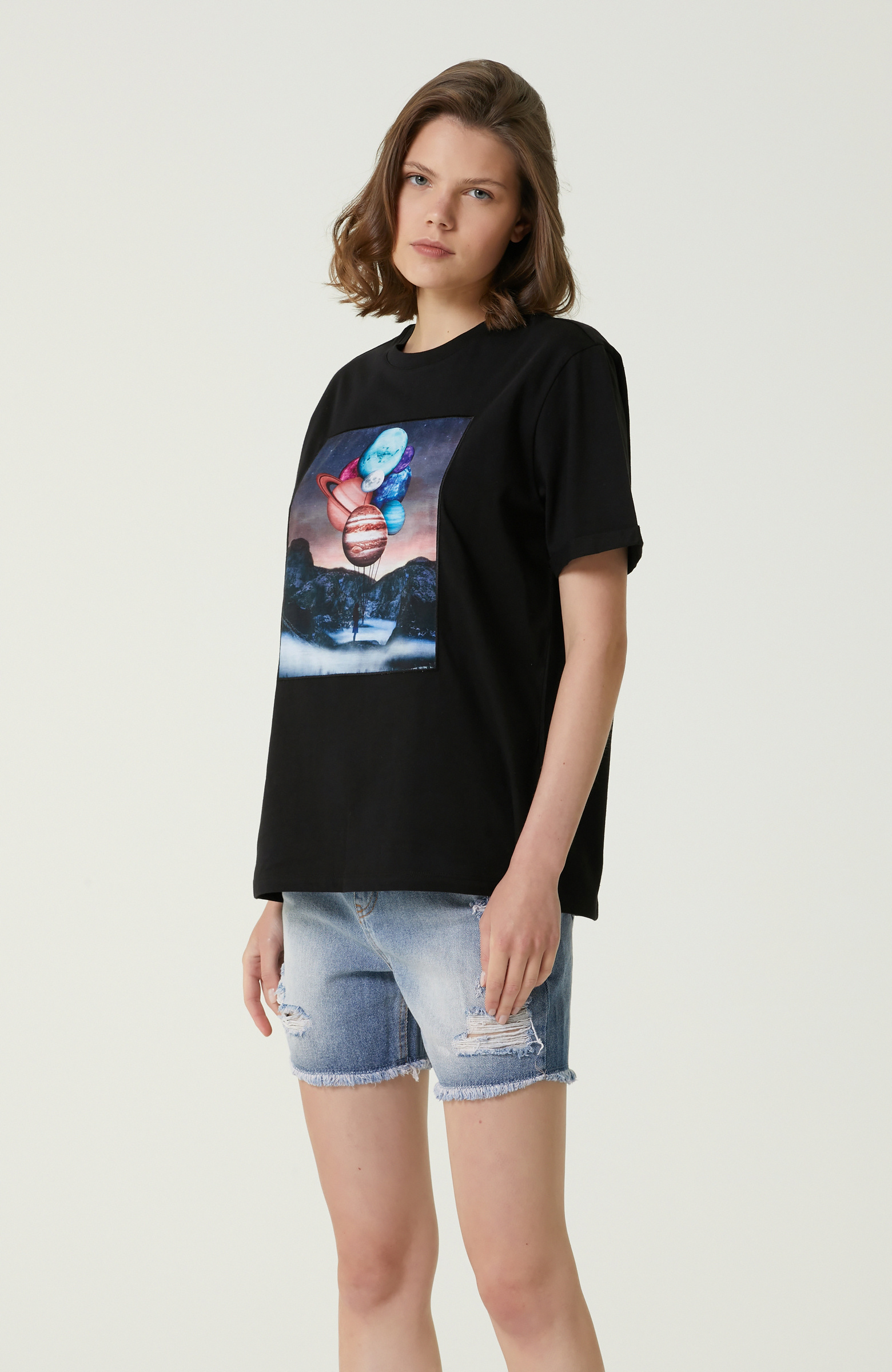 Siyah Baskılı T-shirt