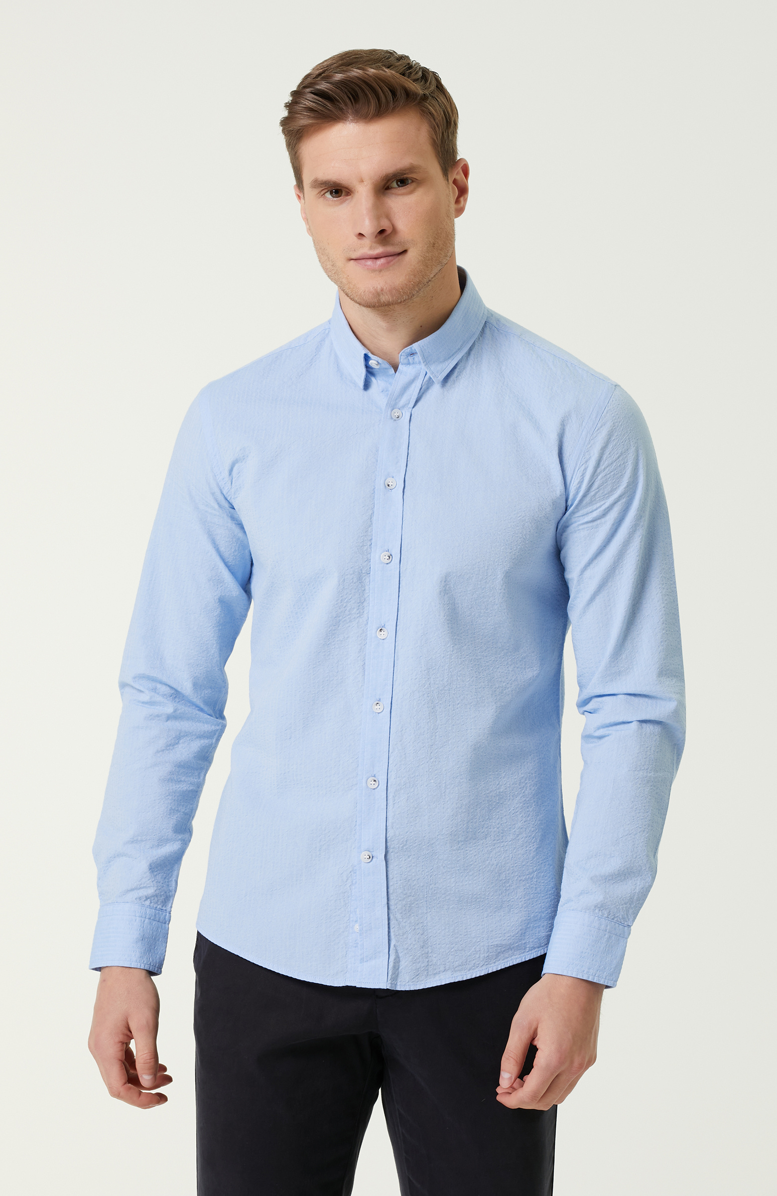 Slim Fit Mavi Gömlek