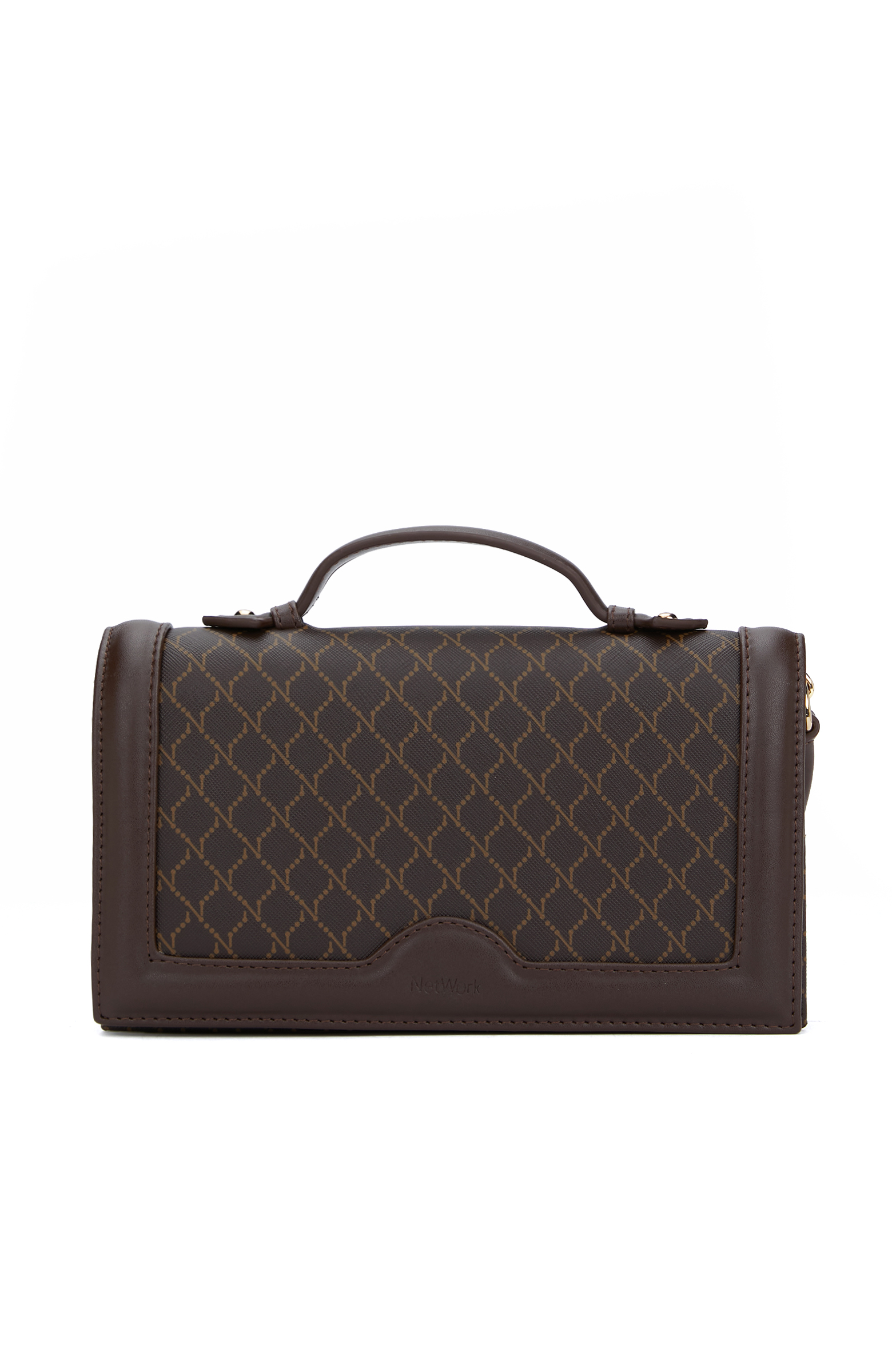 Kahverengi Logo Desenli Kadın Omuz Çantası