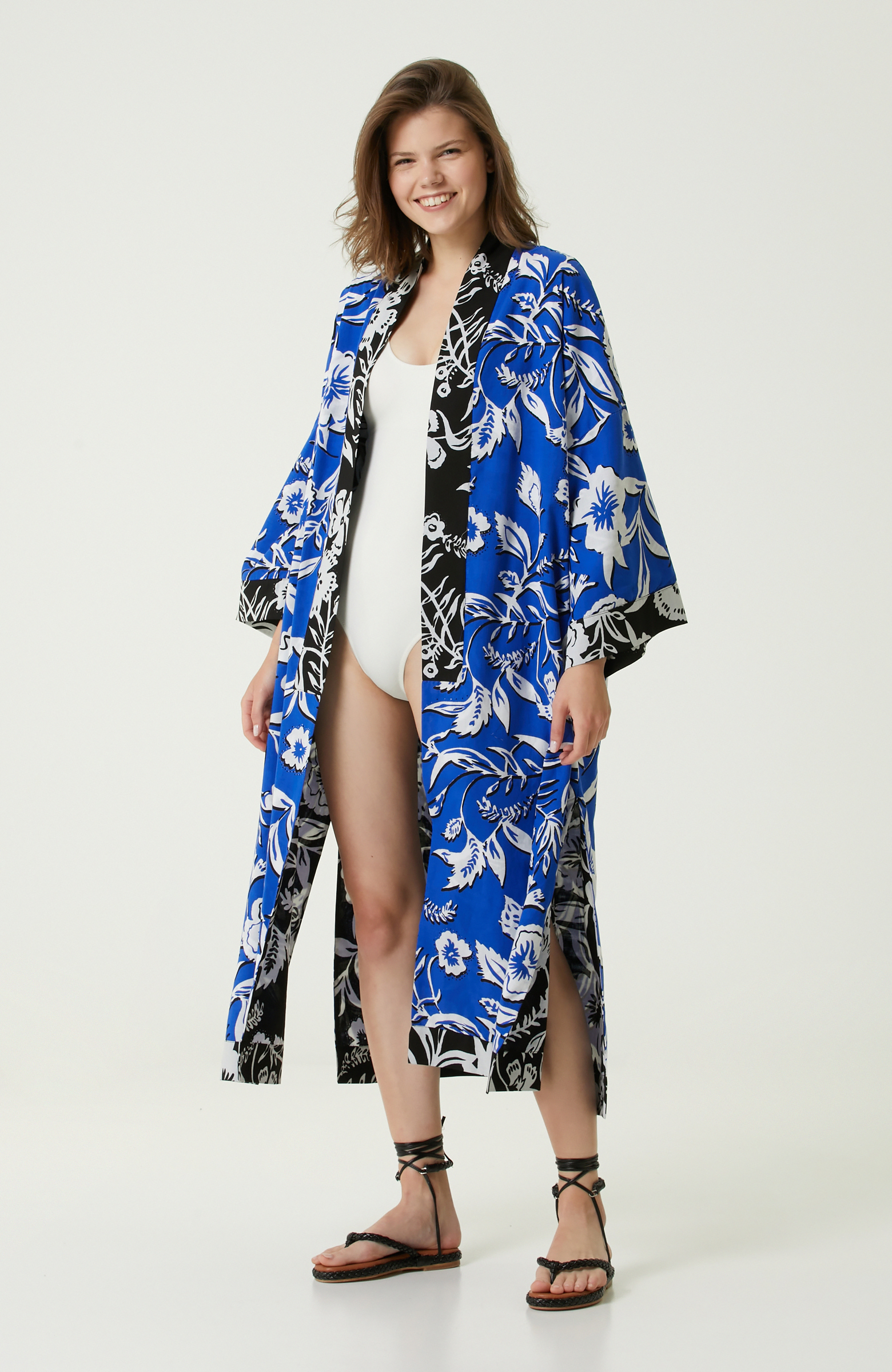 Basic Fit Saks Desenli Midi Kaftan