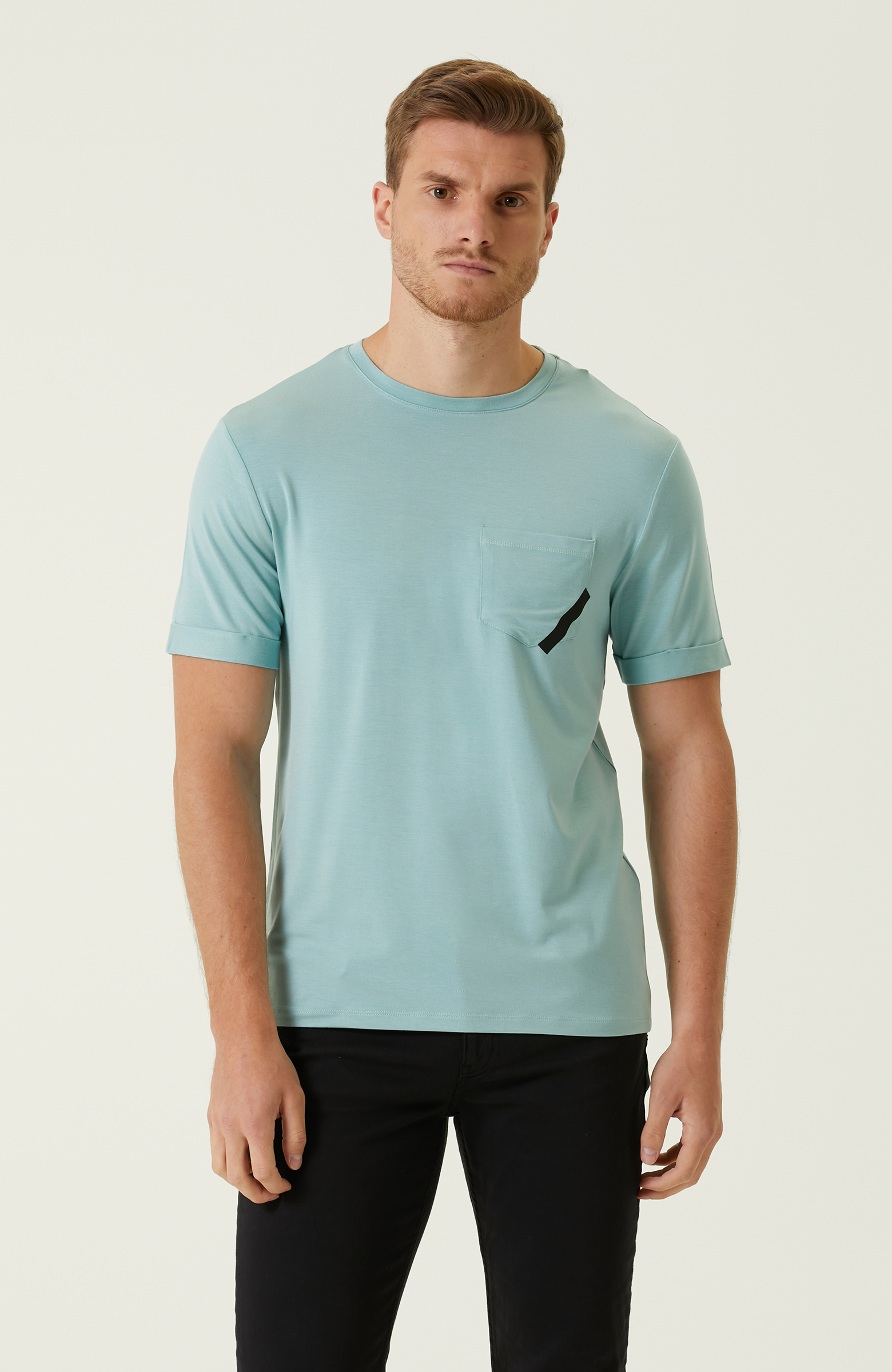 Slim Fit Mint Bisiklet Yaka T-shirt Slim Fit Mint Bisiklet Yaka T-shirt