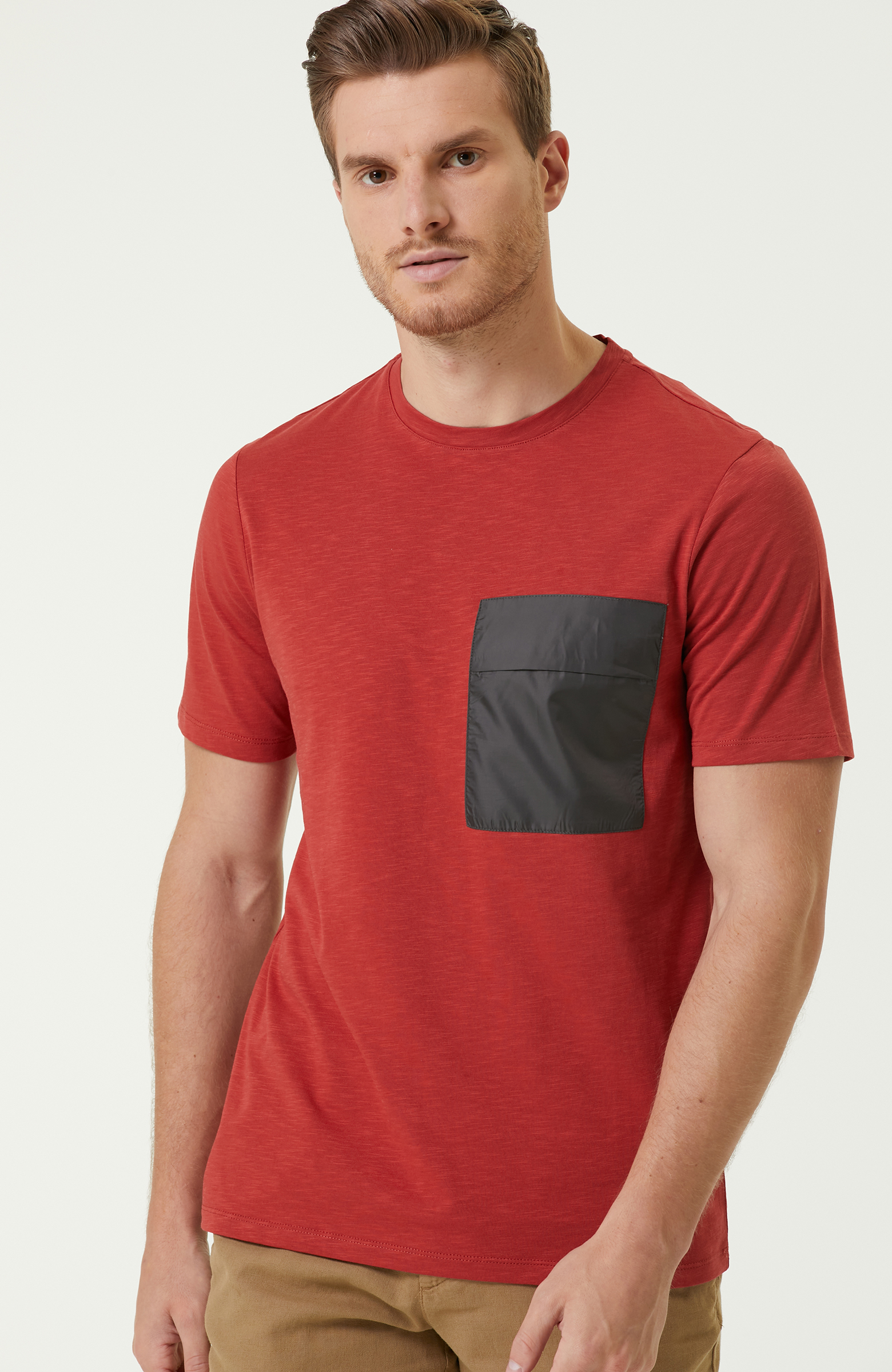 Slim Fit Kiremit Bisiklet Yaka T-shirt Slim Fit Kiremit Bisiklet Yaka T-shirt