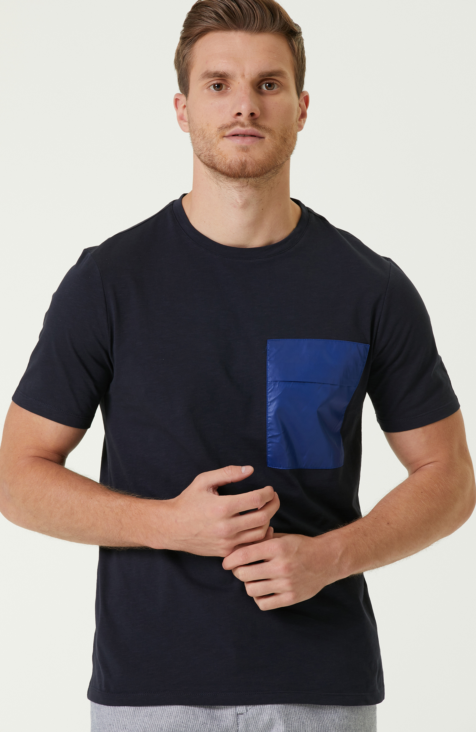 Slim Fit Lacivert Bisiklet Yaka T-shirt
