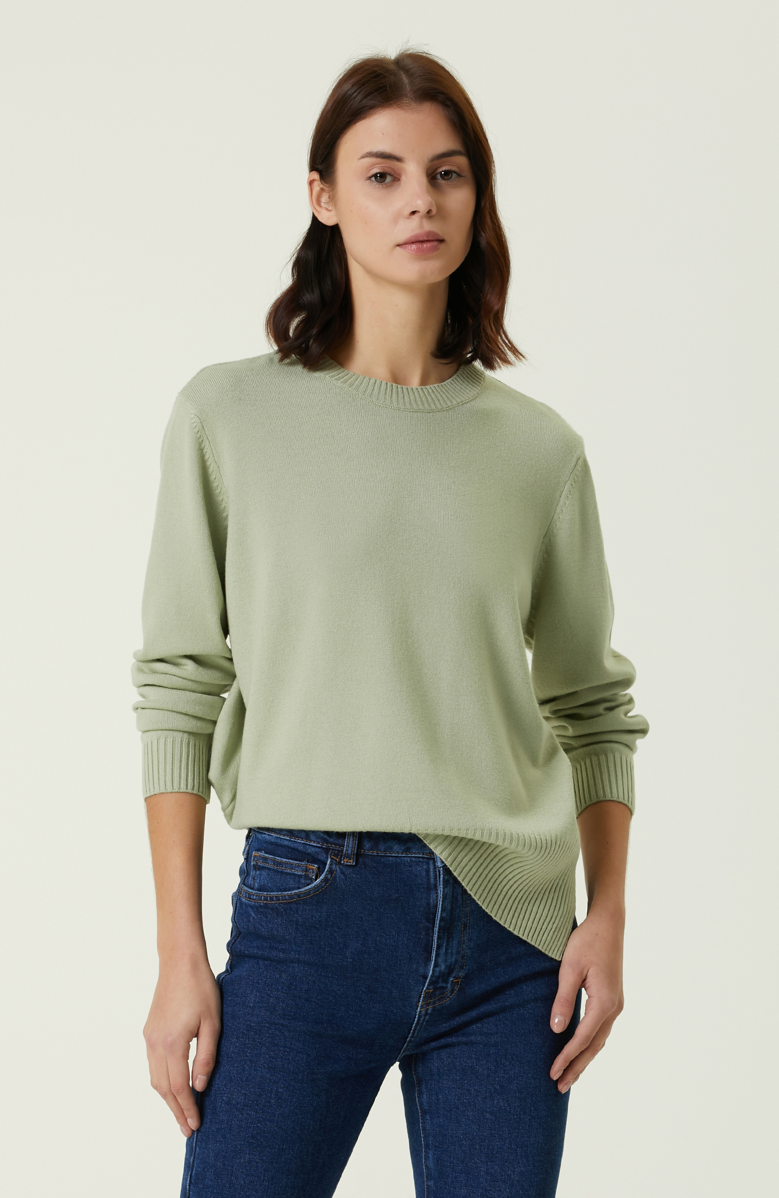 Basic Fit Fıstık Yeşili Kazak