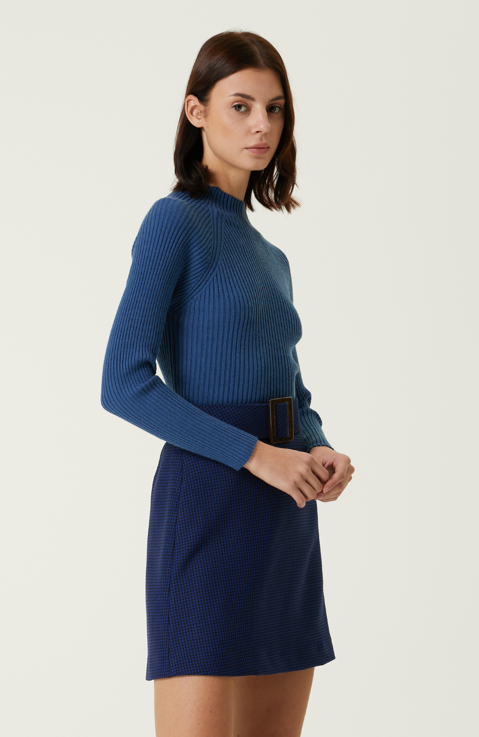 Slim Fit İndigo Kazak