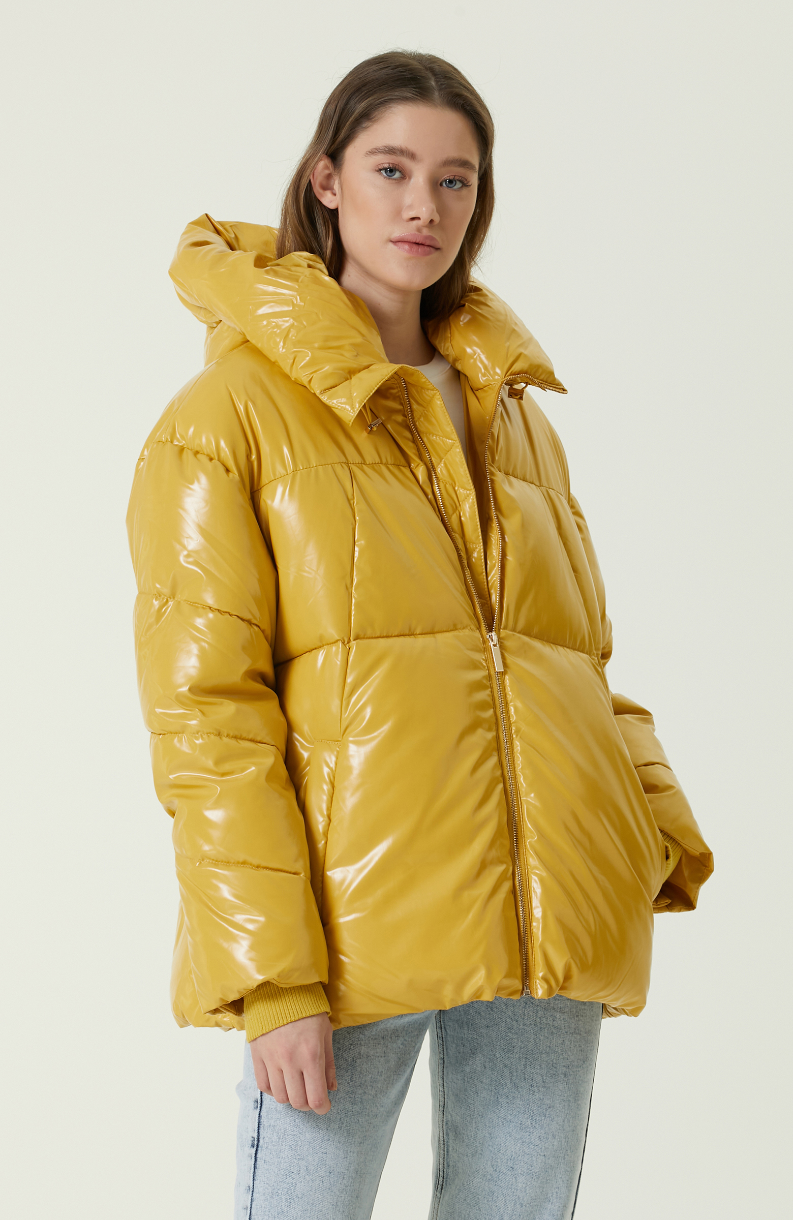 Regular Fit Sarı Puff Mont Regular Fit Sarı Puff Mont