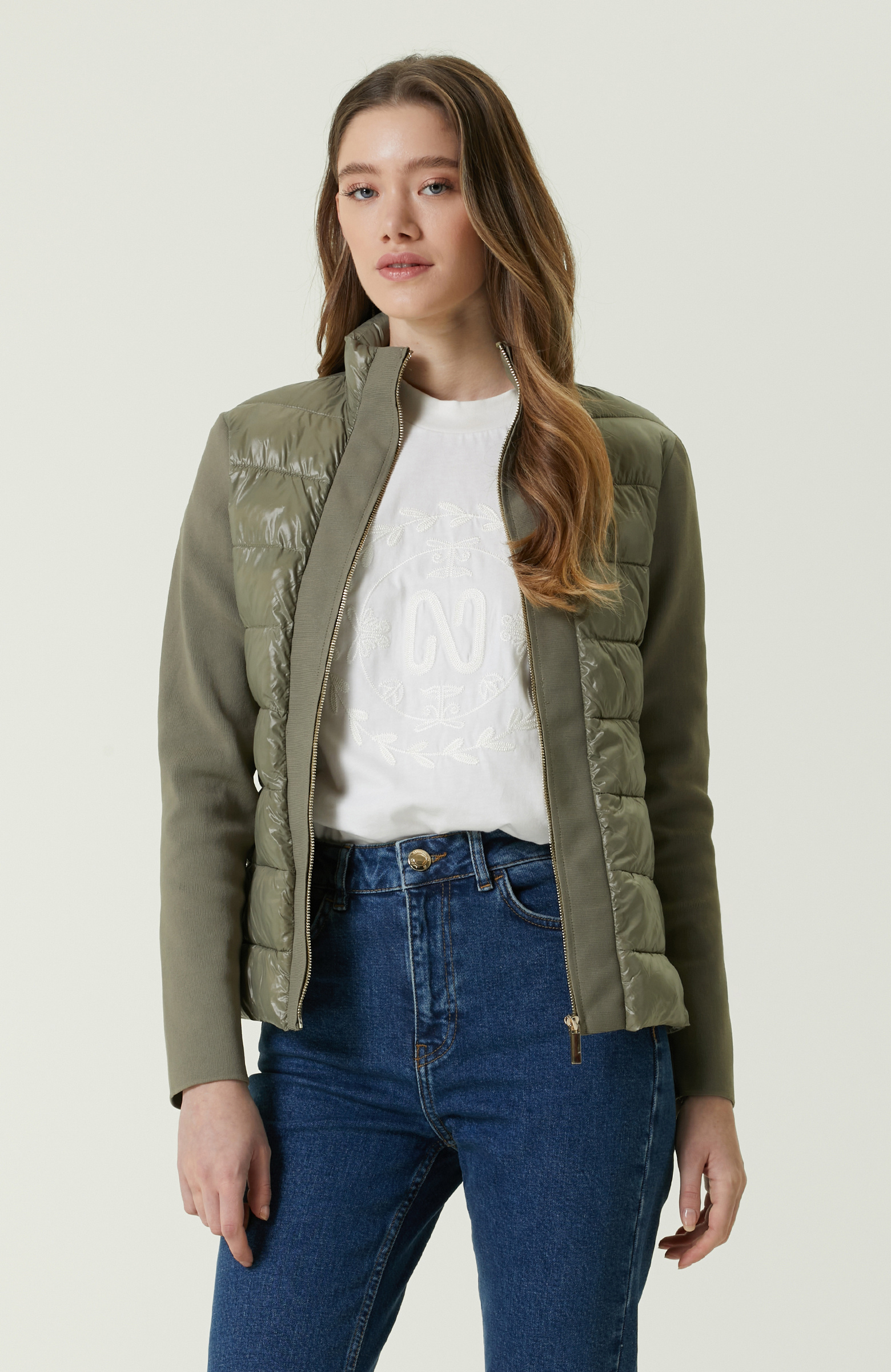 Slim Fit Yağ Yeşili Mont