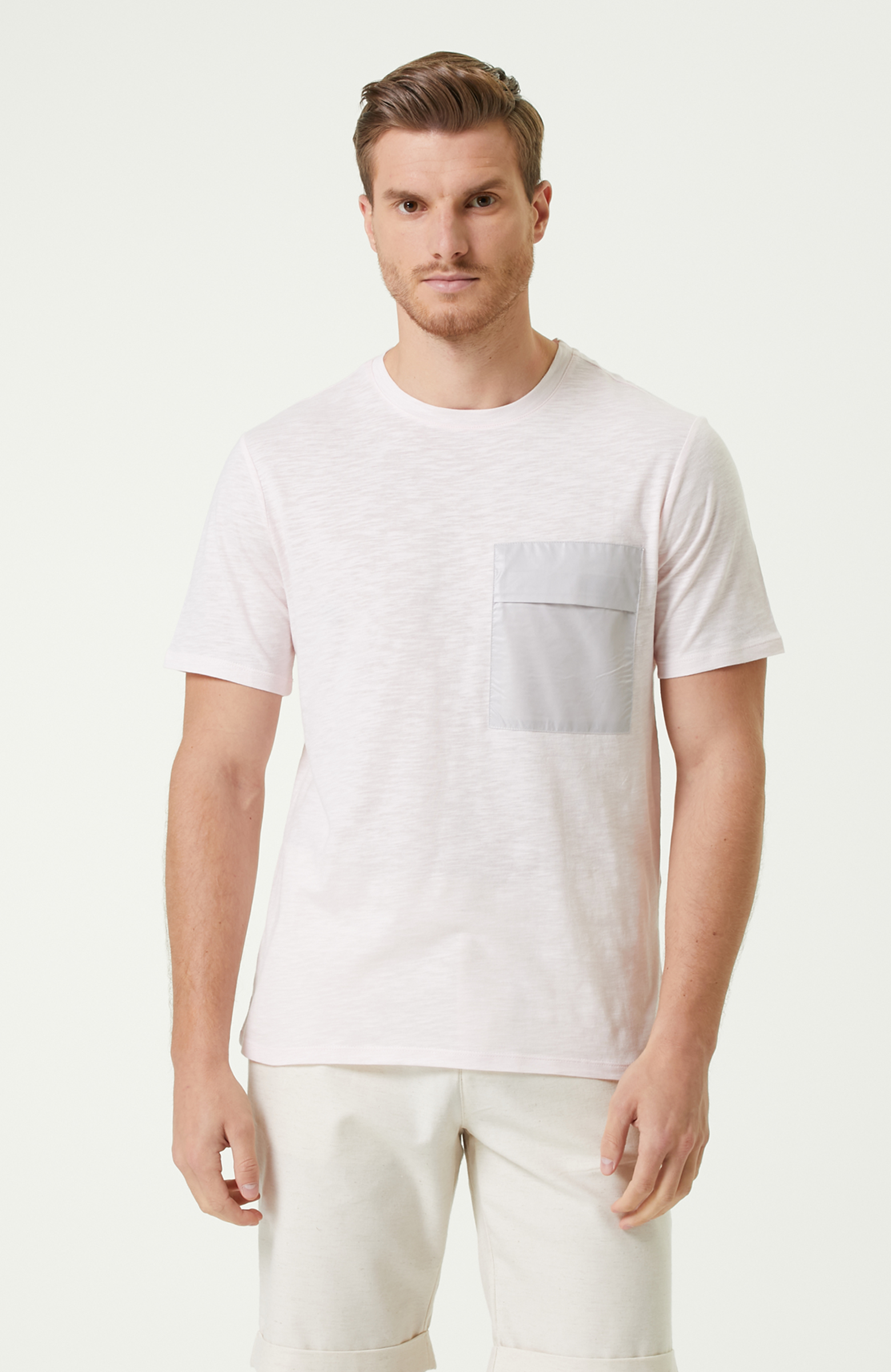 Slim Fit Pembe Bisiklet Yaka T-shirt Slim Fit Pembe Bisiklet Yaka T-shirt