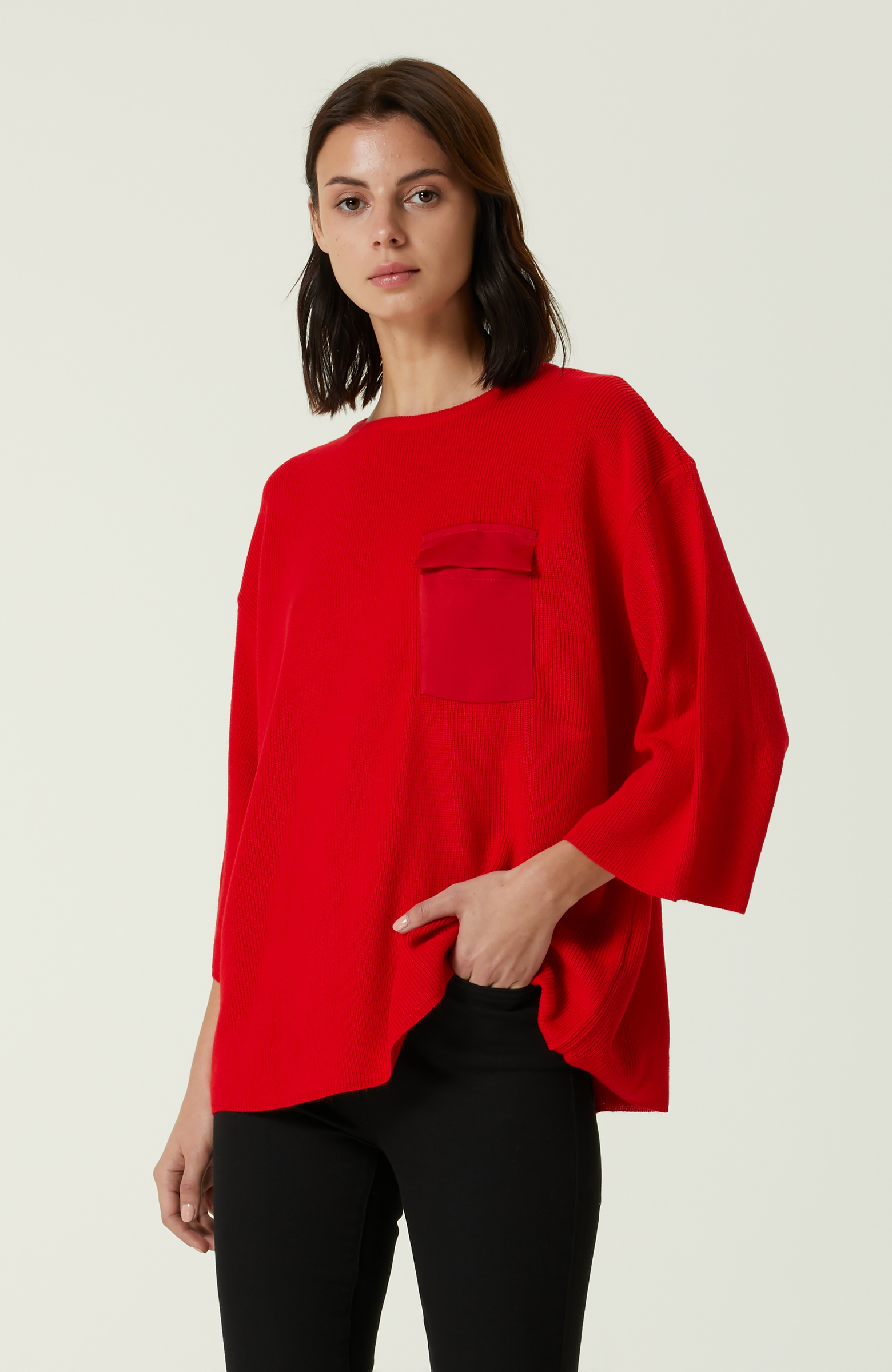 Basic Fit Kırmızı Kazak