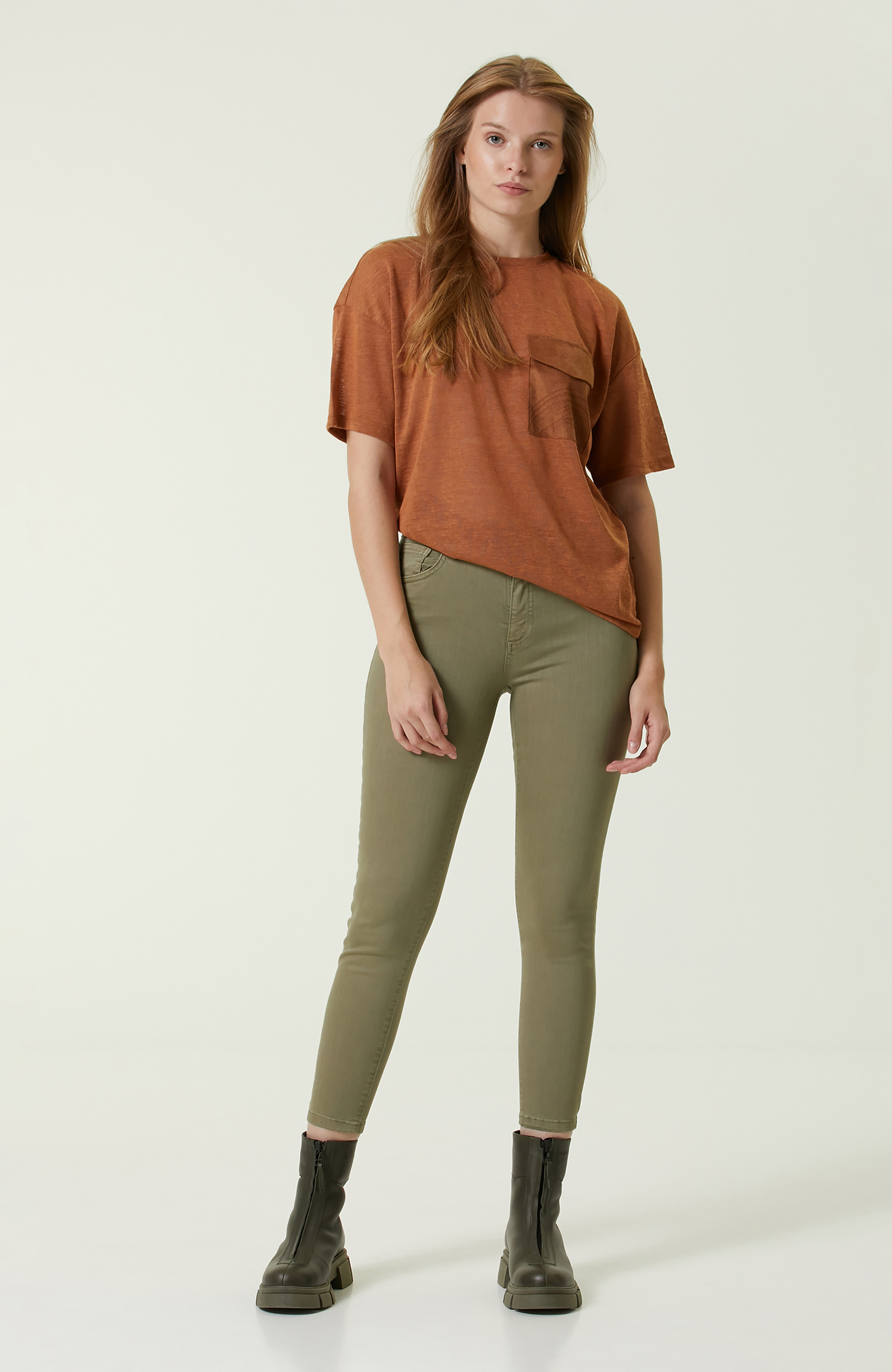 Slim Fit Yeşil Normal Bel Pantolon Slim Fit Yeşil Normal Bel Pantolon