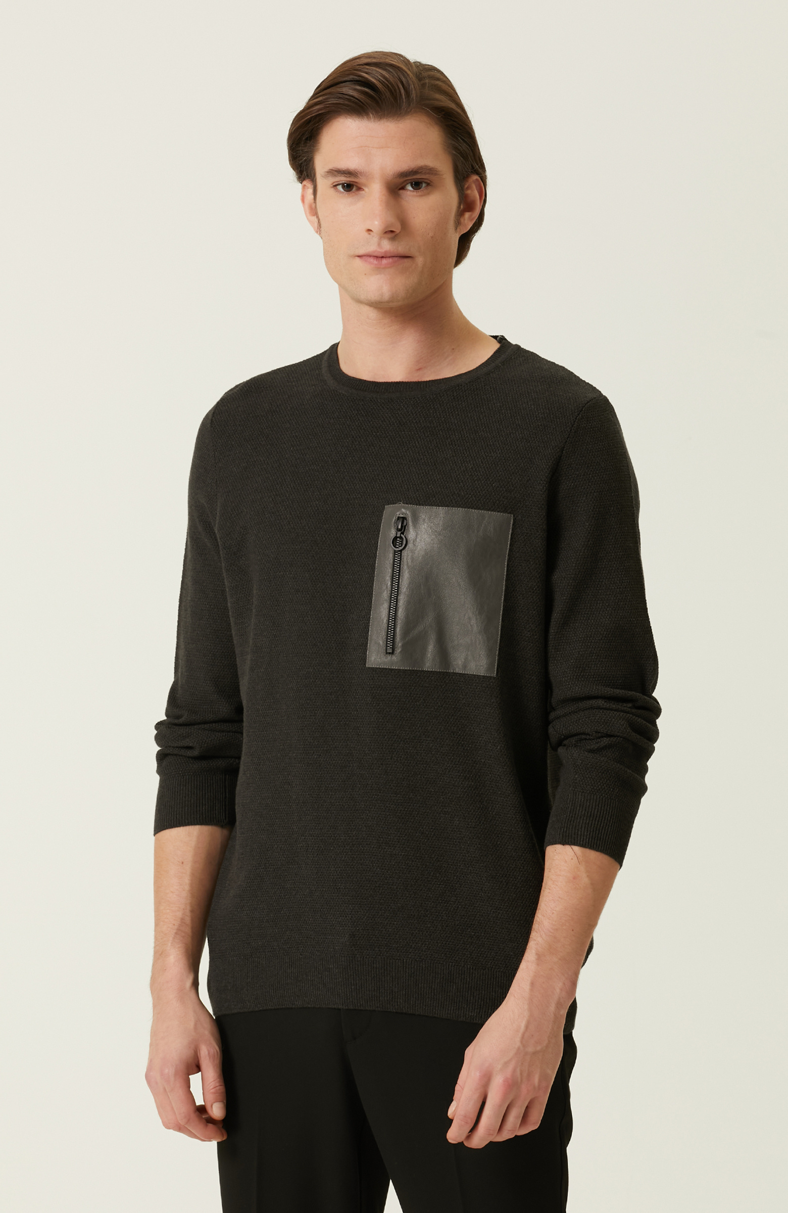 Slim Fit Antrasit Kazak