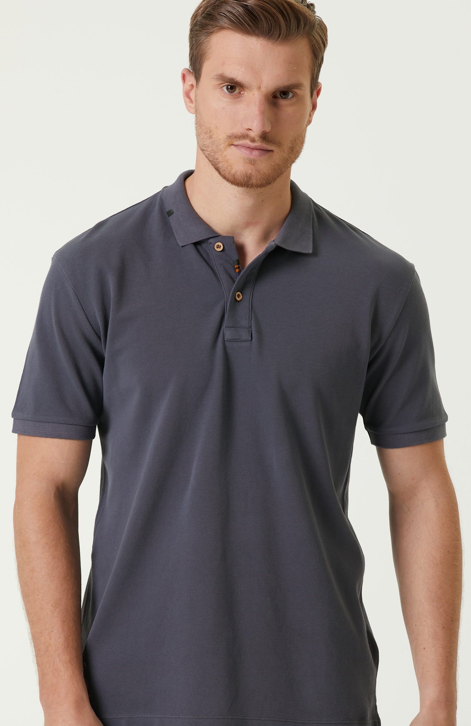 Slim Fit Antrasit Polo Yaka T-shirt Slim Fit Antrasit Polo Yaka T-shirt