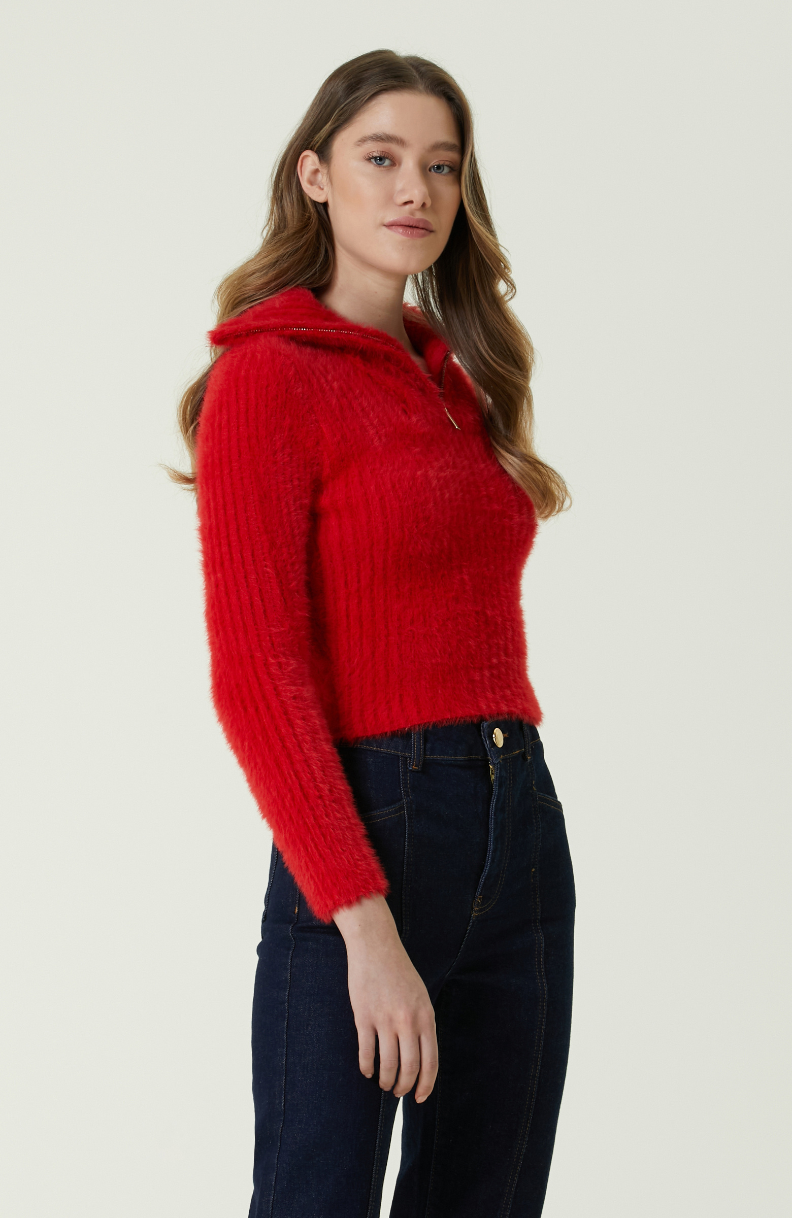 Slim Fit Kırmızı Kazak