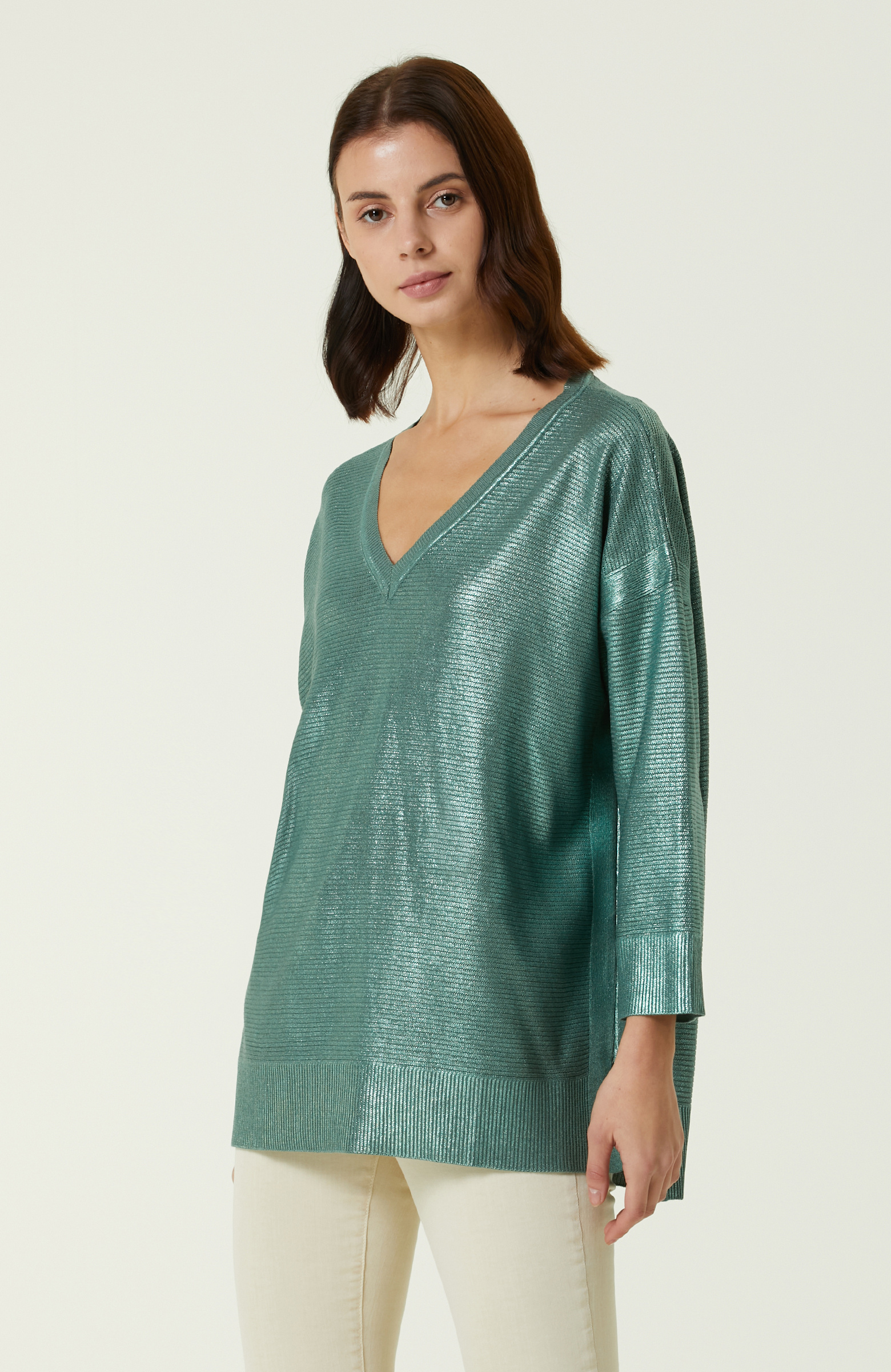 Basic Fit Mint Varaklı Kazak Basic Fit Mint Varaklı Kazak