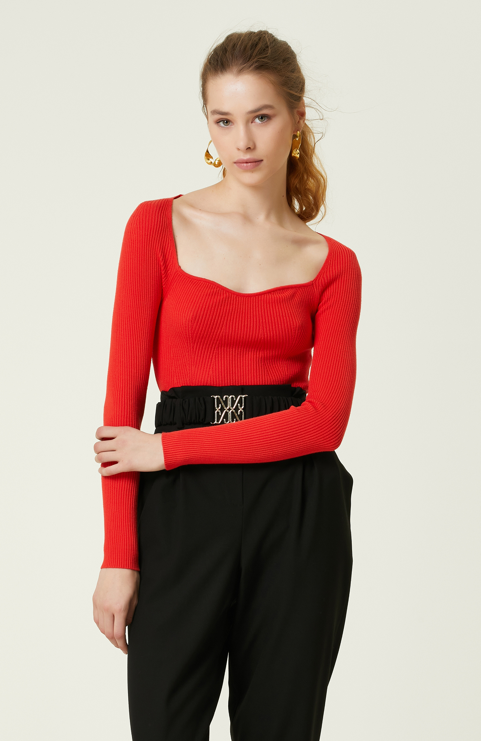 Slim Fit Kırmızı Kazak