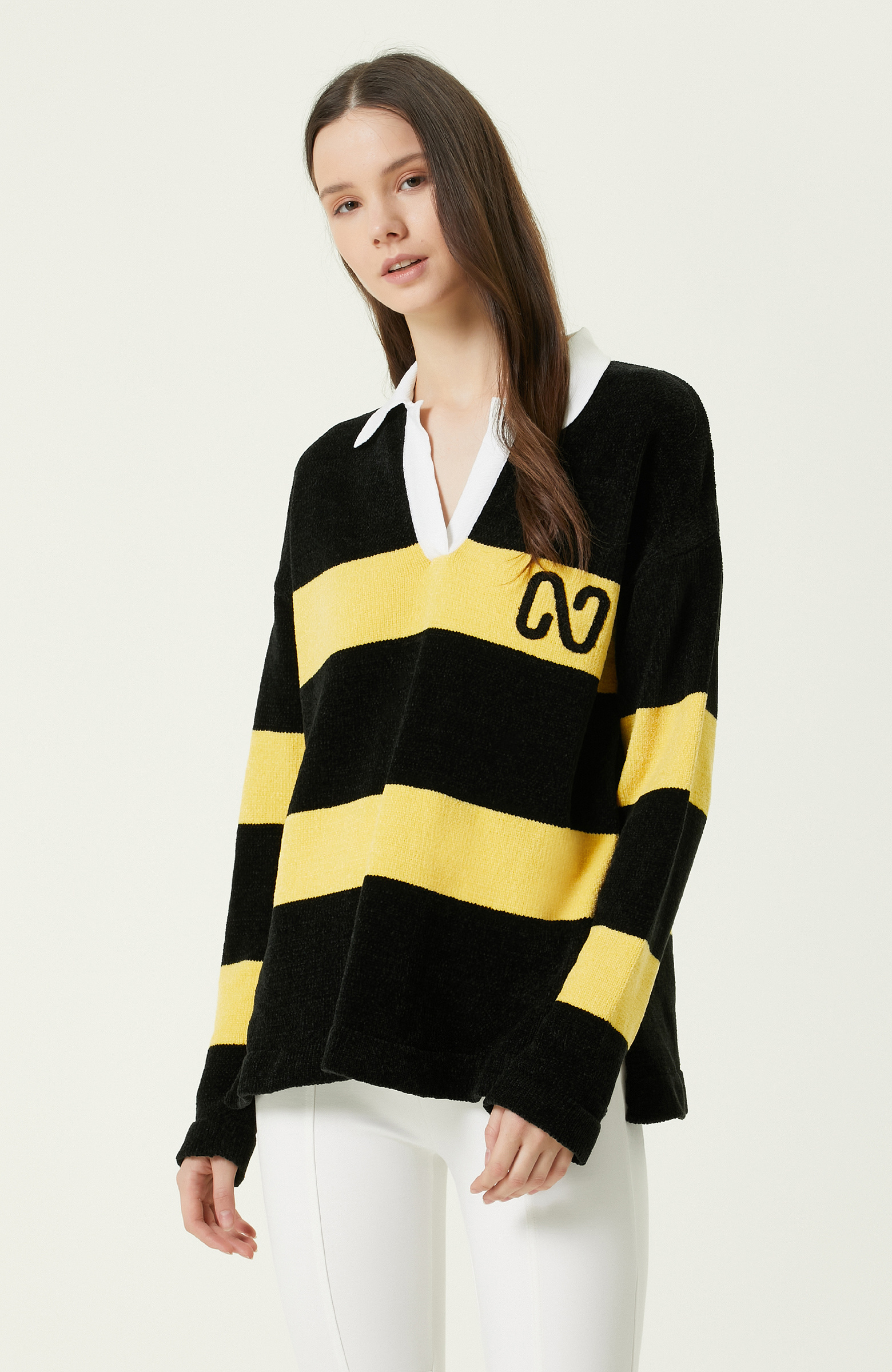 Basic Fit Siyah Sarı Kazak