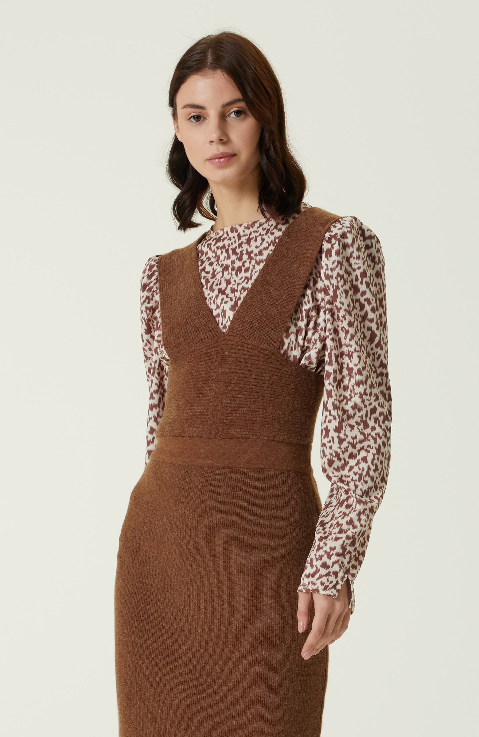 Slim Fit Kahverengi Süveter