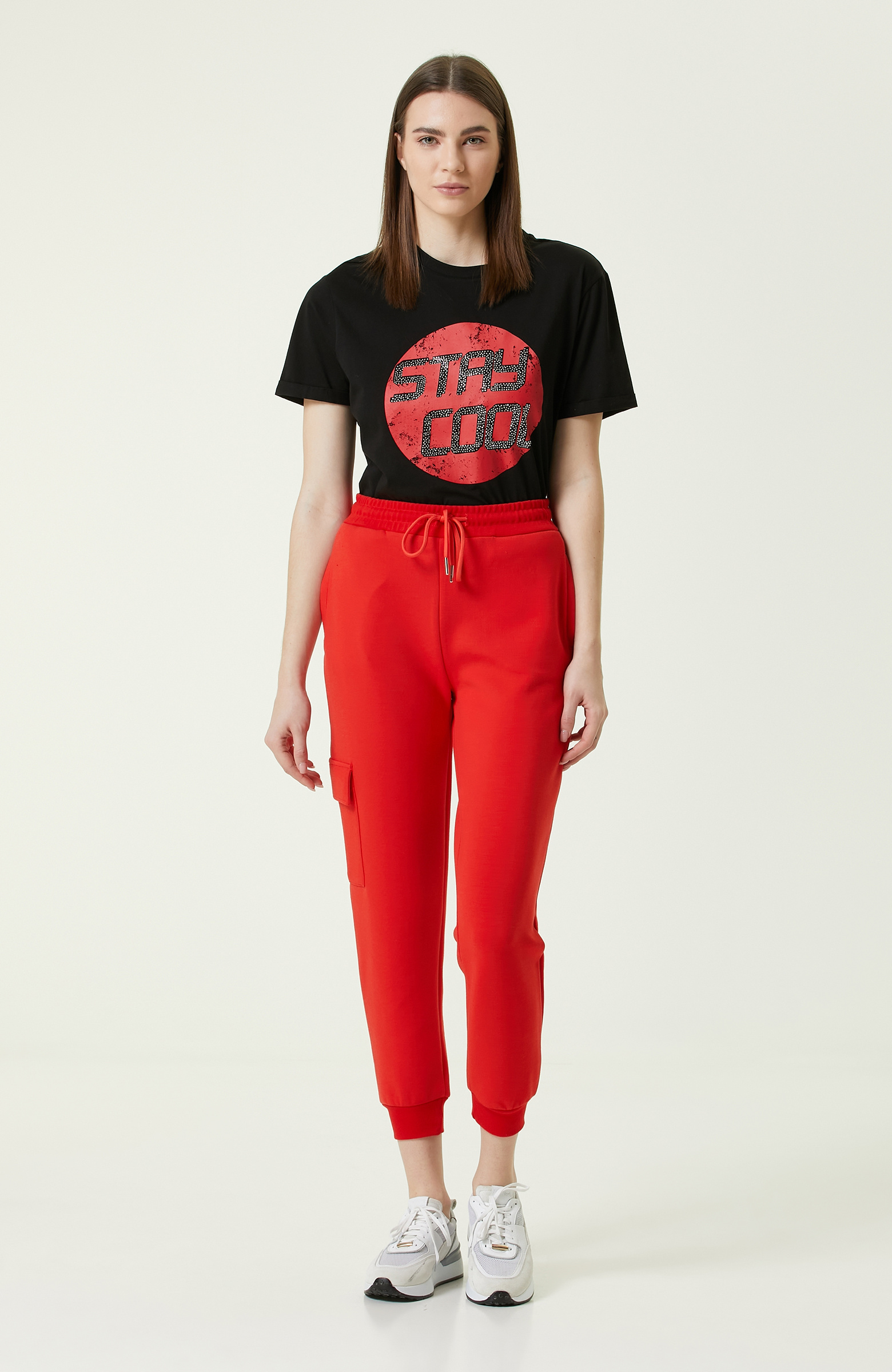 Slim Fit Kırmızı Eşofman Altı