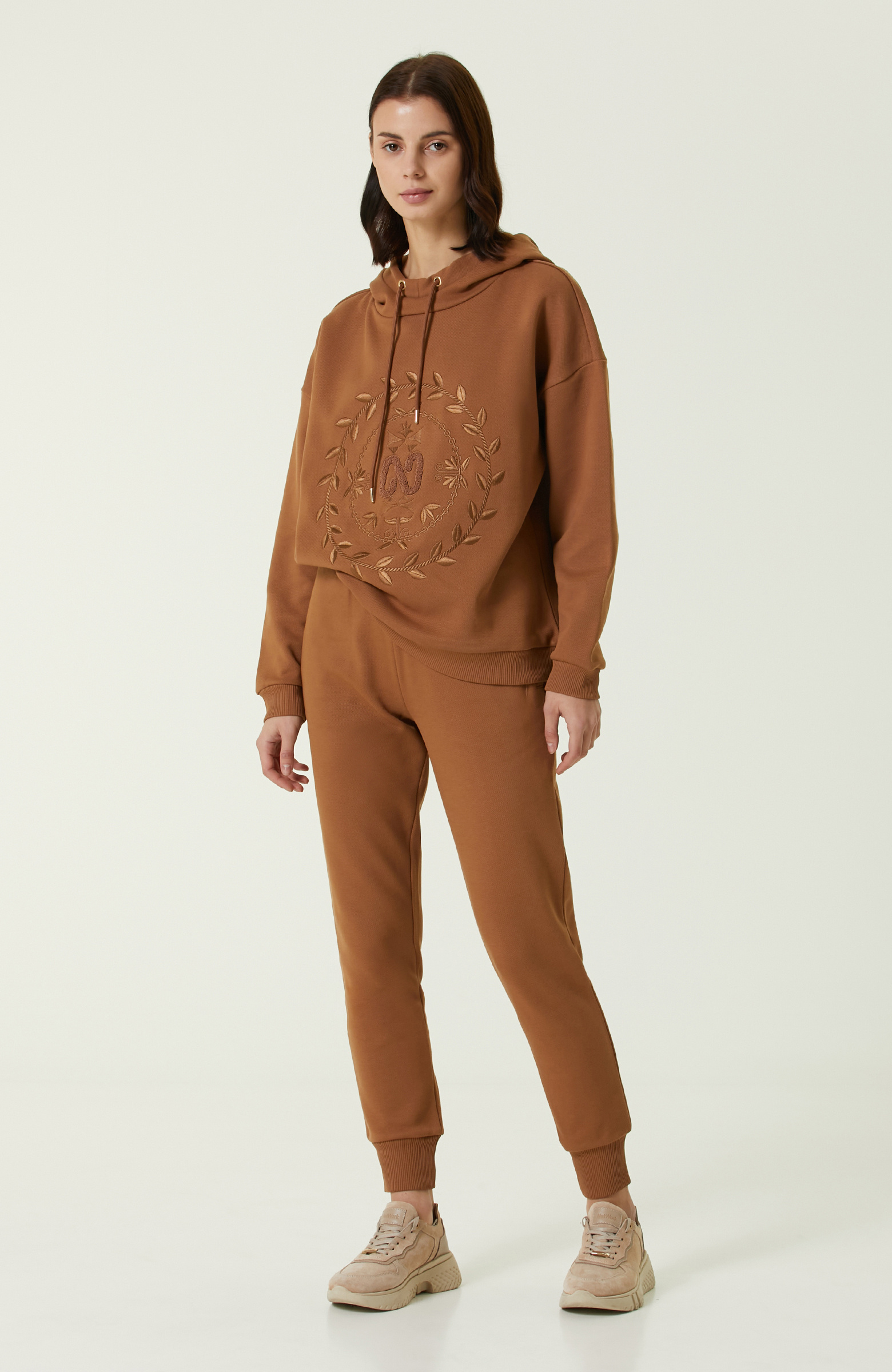 Slim Fit Kahverengi Eşofman Altı