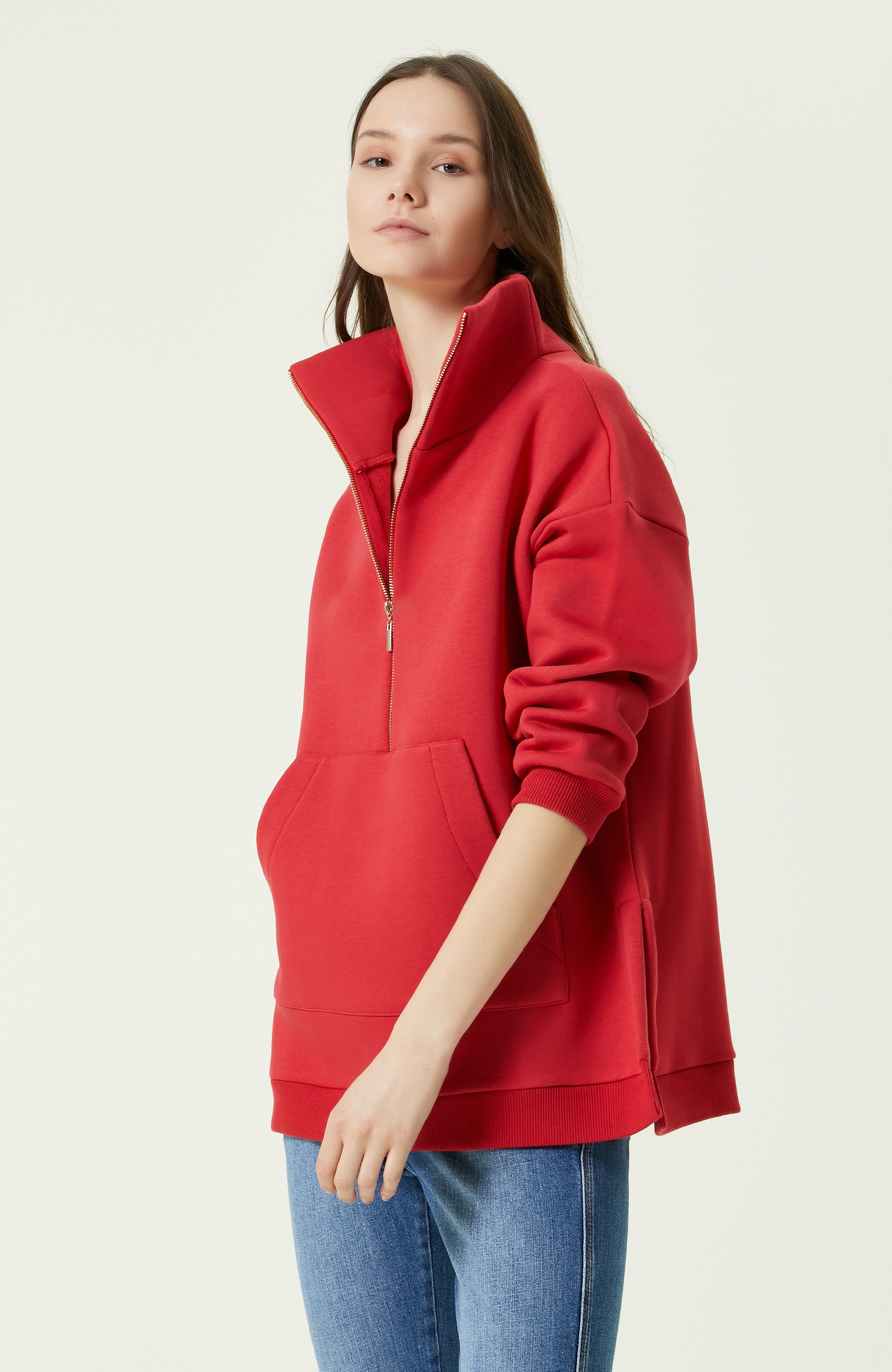 Basic Fit Kırmızı Sweatshirt