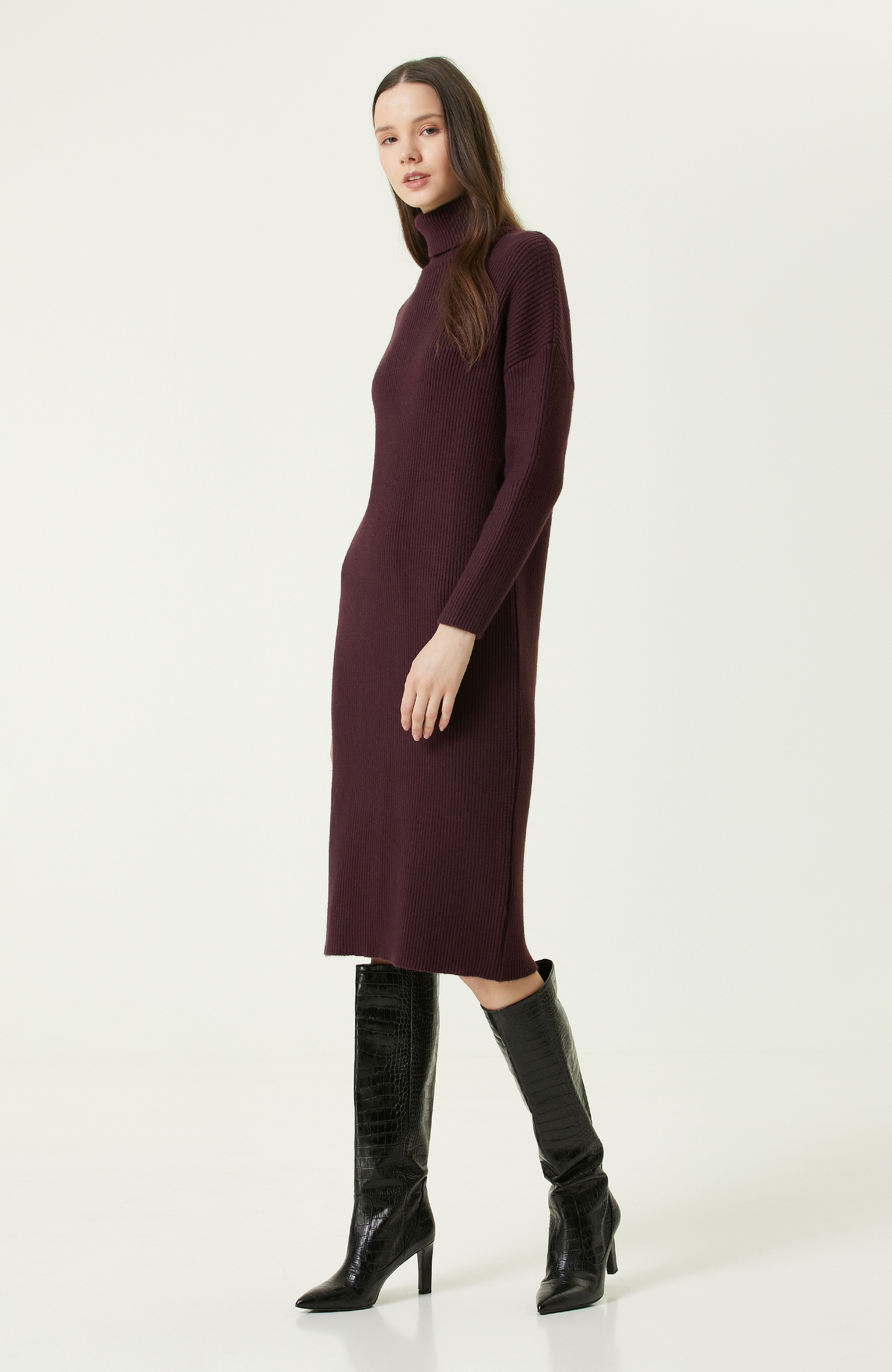 Bordo Triko Elbise