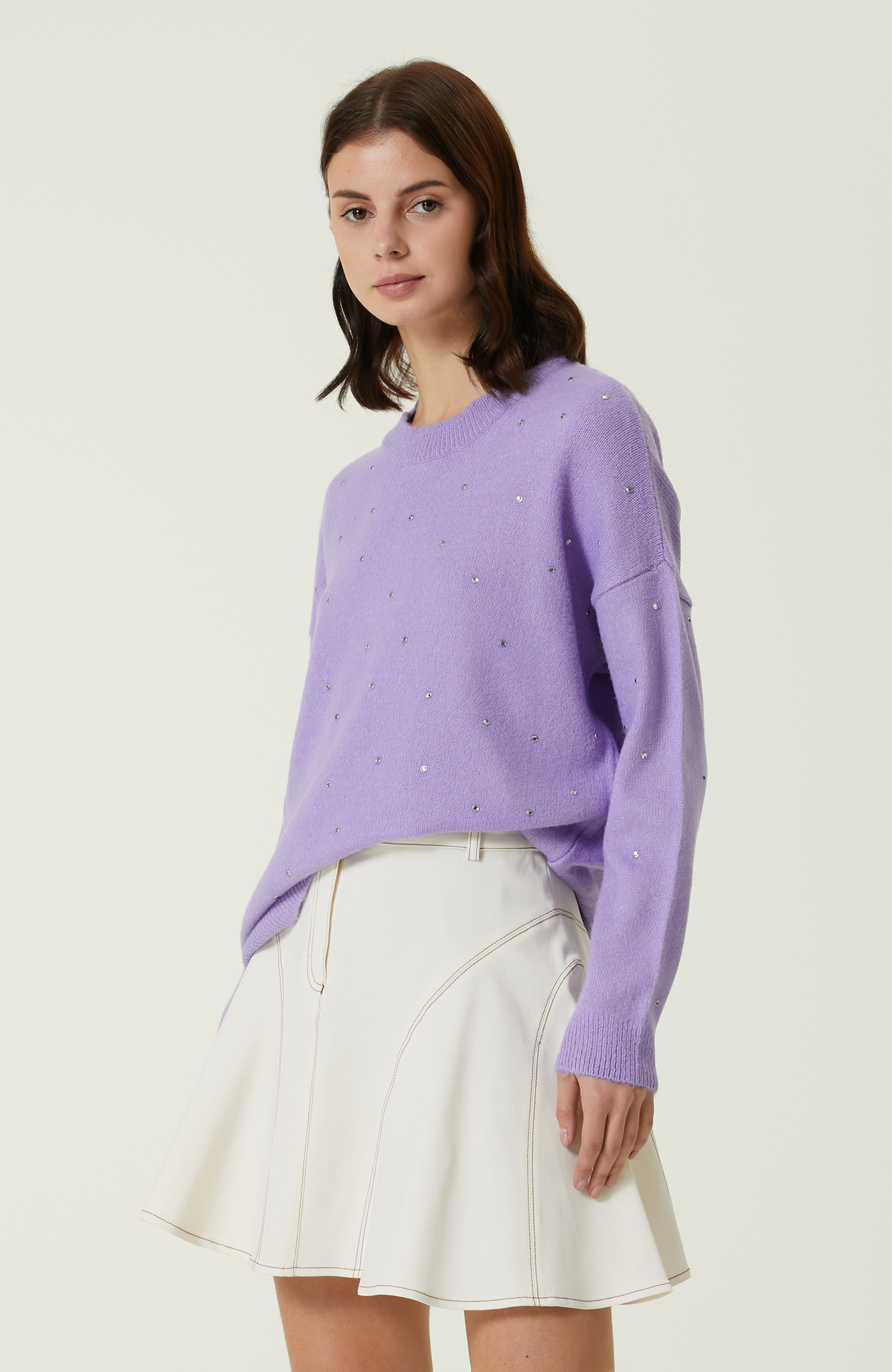 Basic Fit Lila Taşlı Kazak Basic Fit Lila Taşlı Kazak