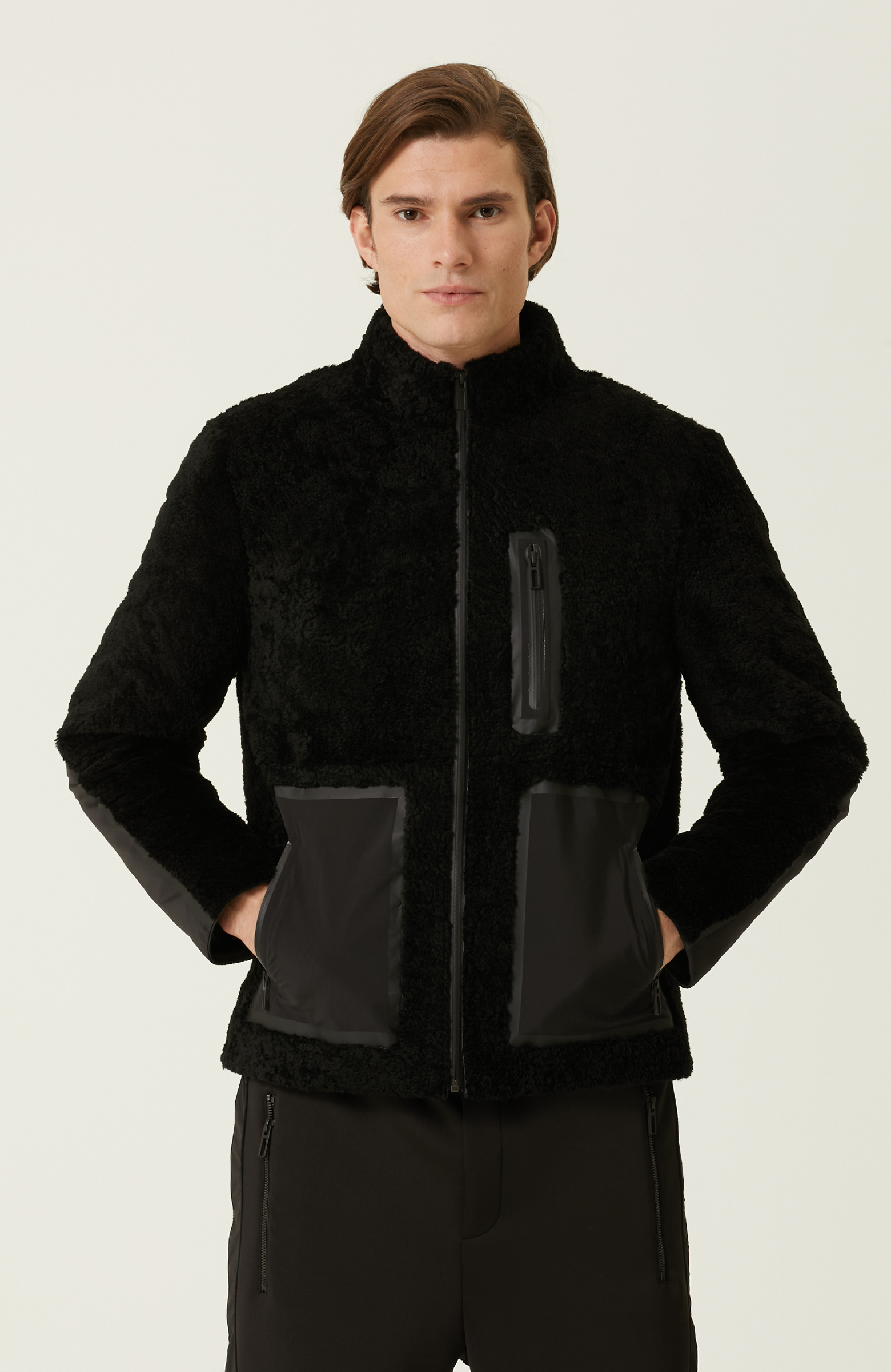 Slim Fit Siyah Deri Ceket