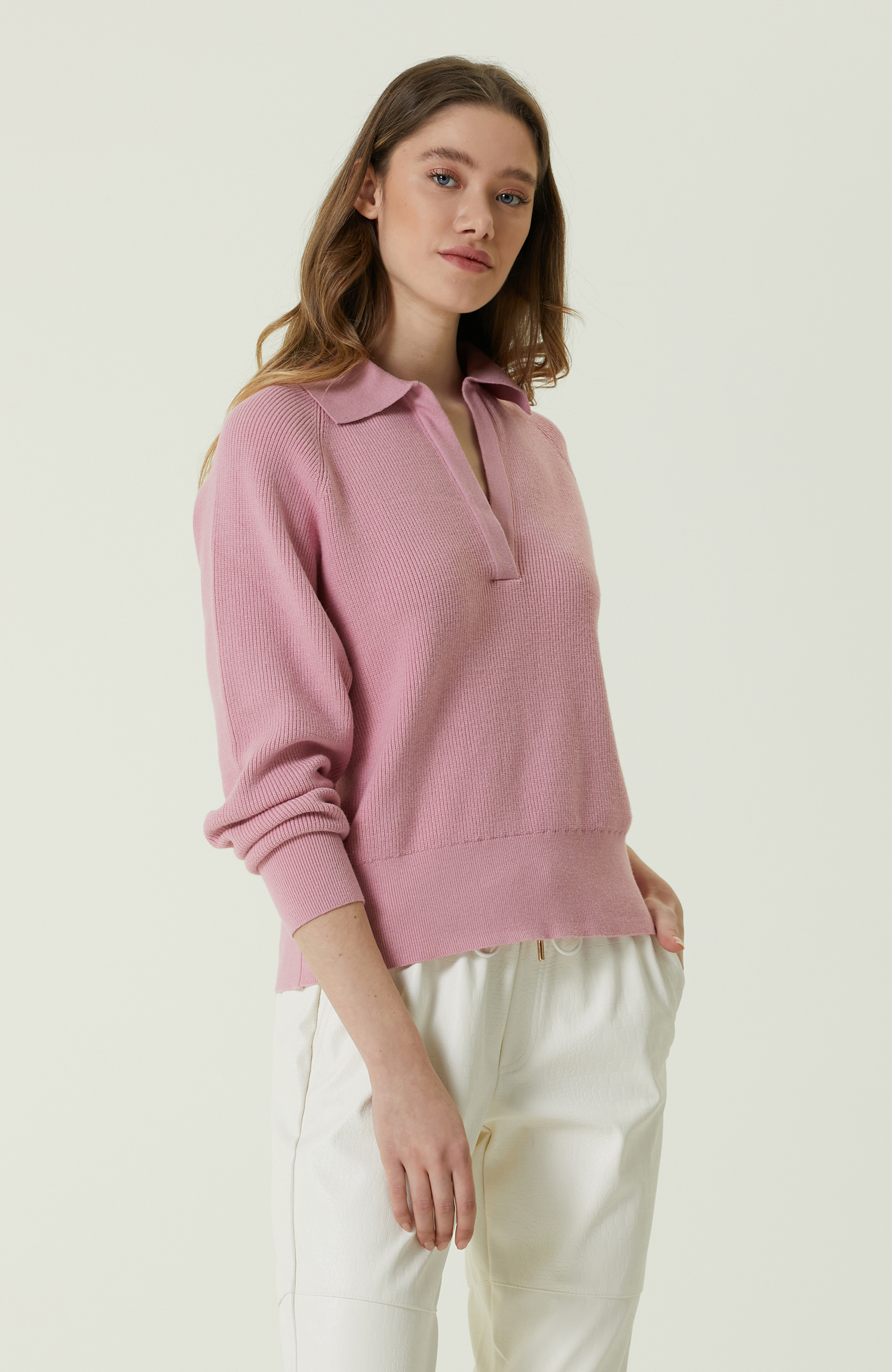 Slim Fit Pudra Kazak