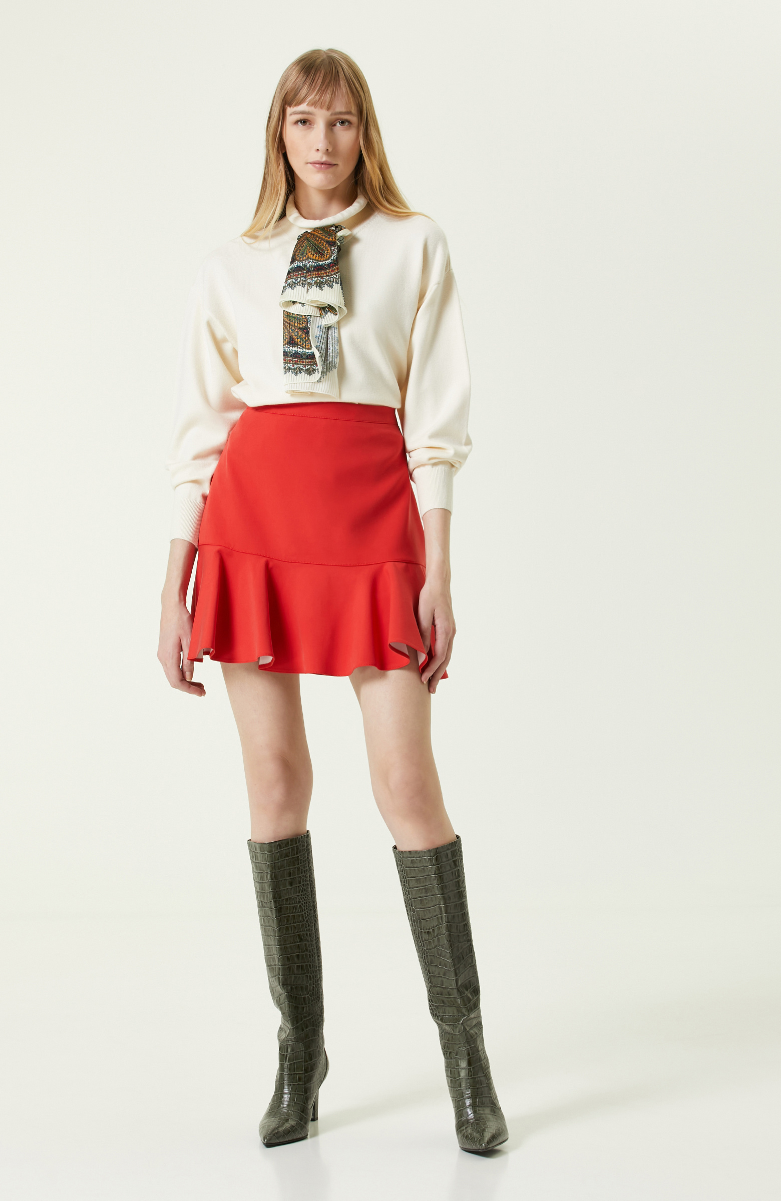 Regular Fit Kırmızı Mini Etek