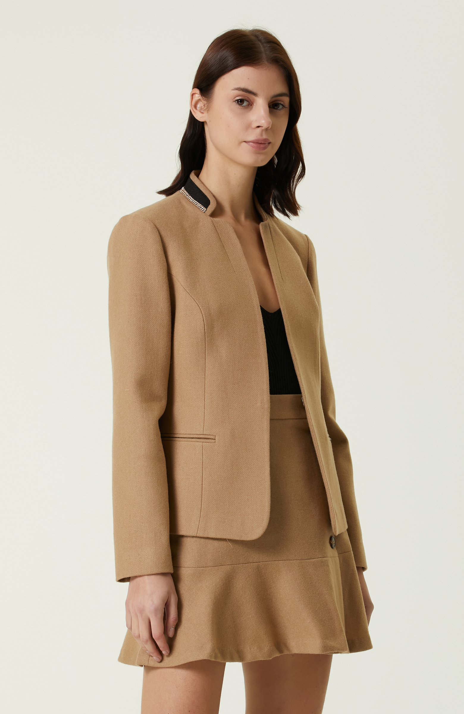 Slim Fit Camel Garnili Ceket Slim Fit Camel Garnili Ceket