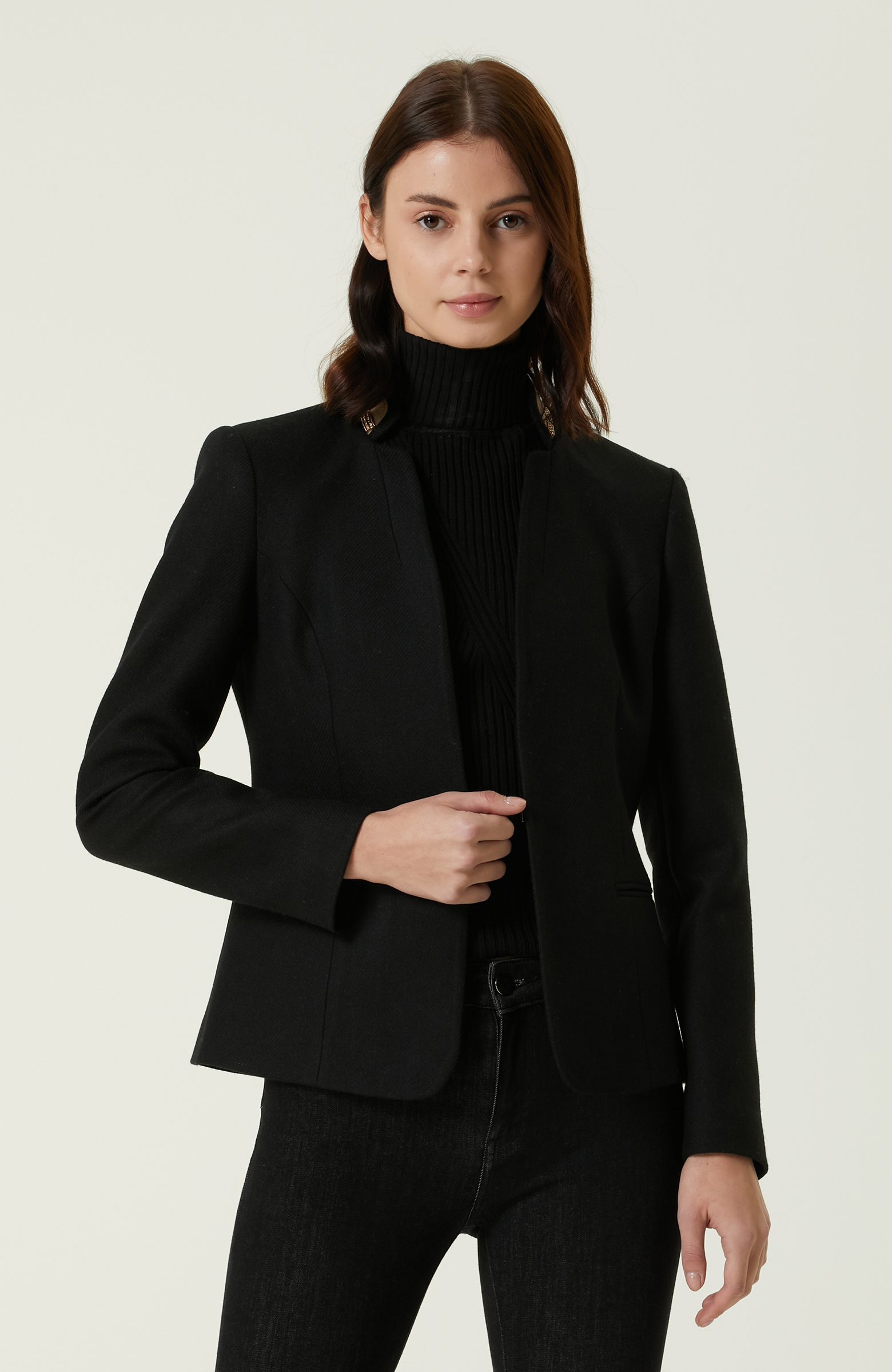 Slim Fit Siyah Garnili Ceket Slim Fit Siyah Garnili Ceket