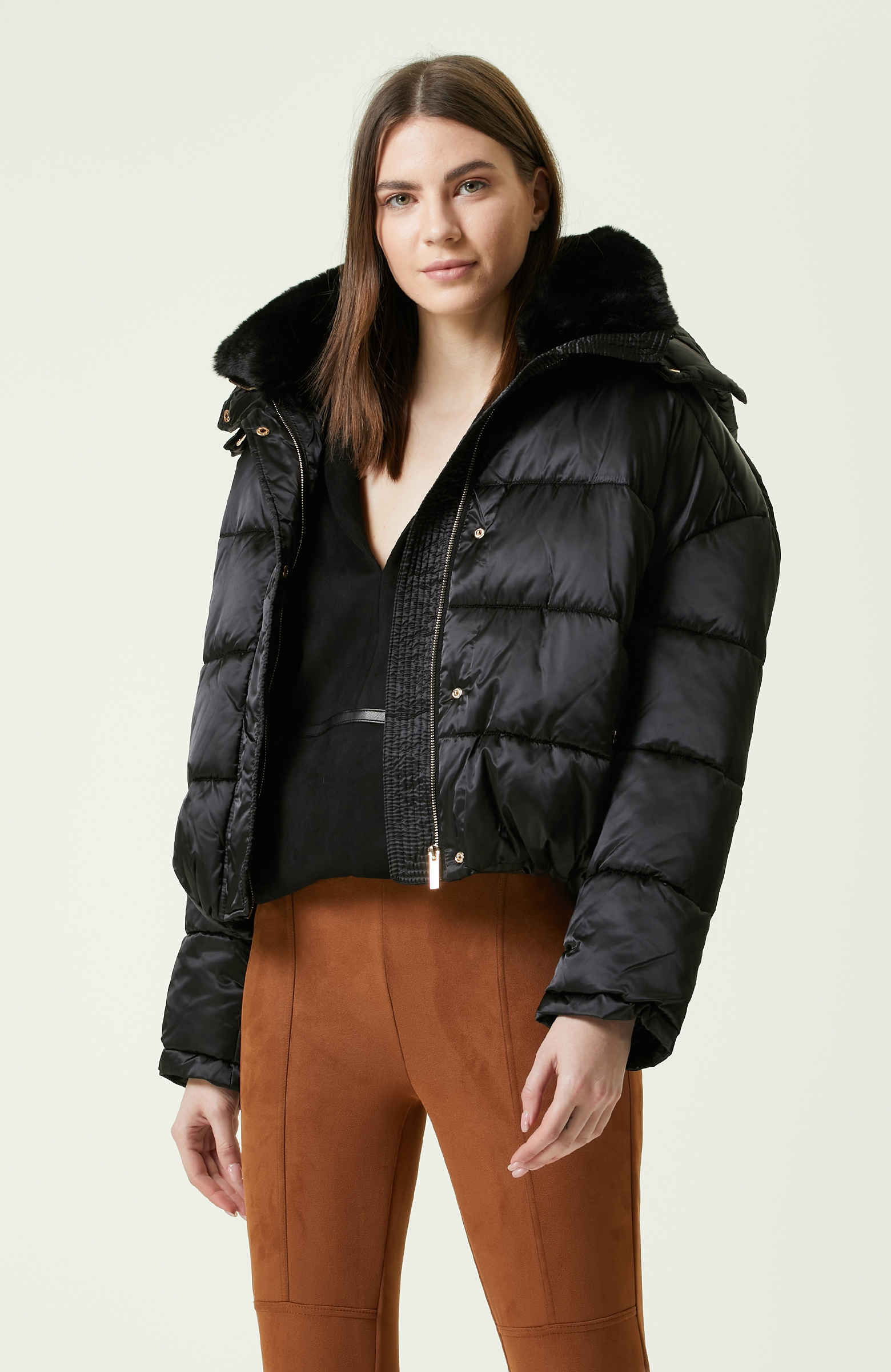 Regular Fit Siyah Puffer Mont