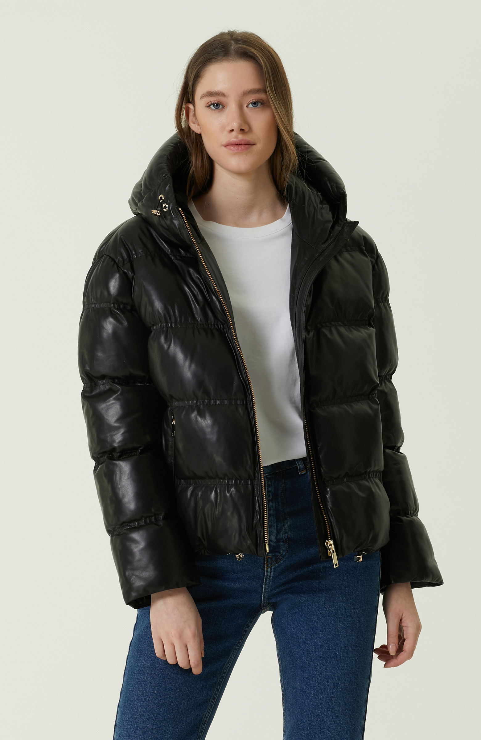 Regular Fit Siyah Puff Deri Mont Regular Fit Siyah Puff Deri Mont