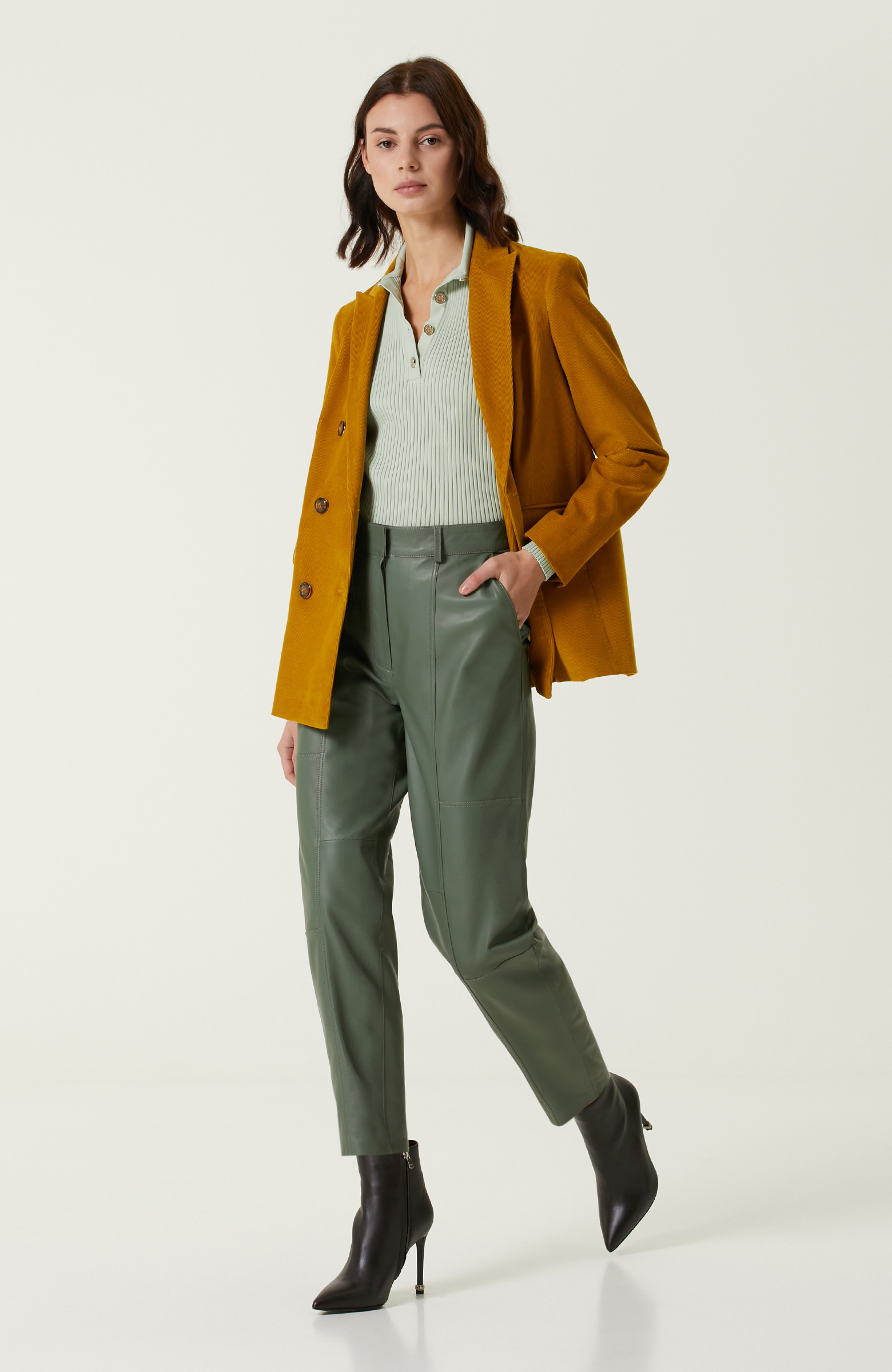 Regular Fit Mint Deri Pantolon