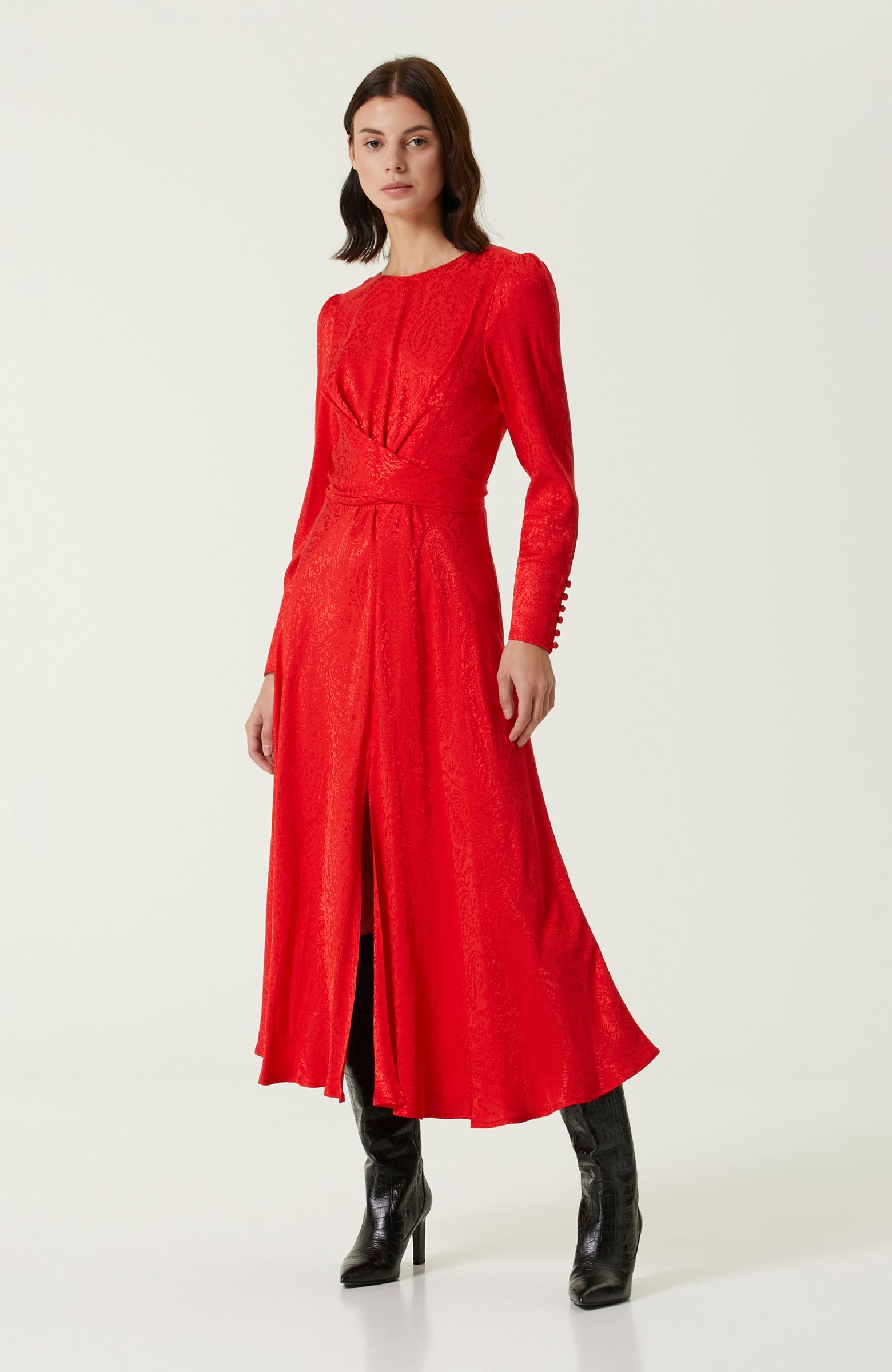 Kırmızı Midi Boy Elbise