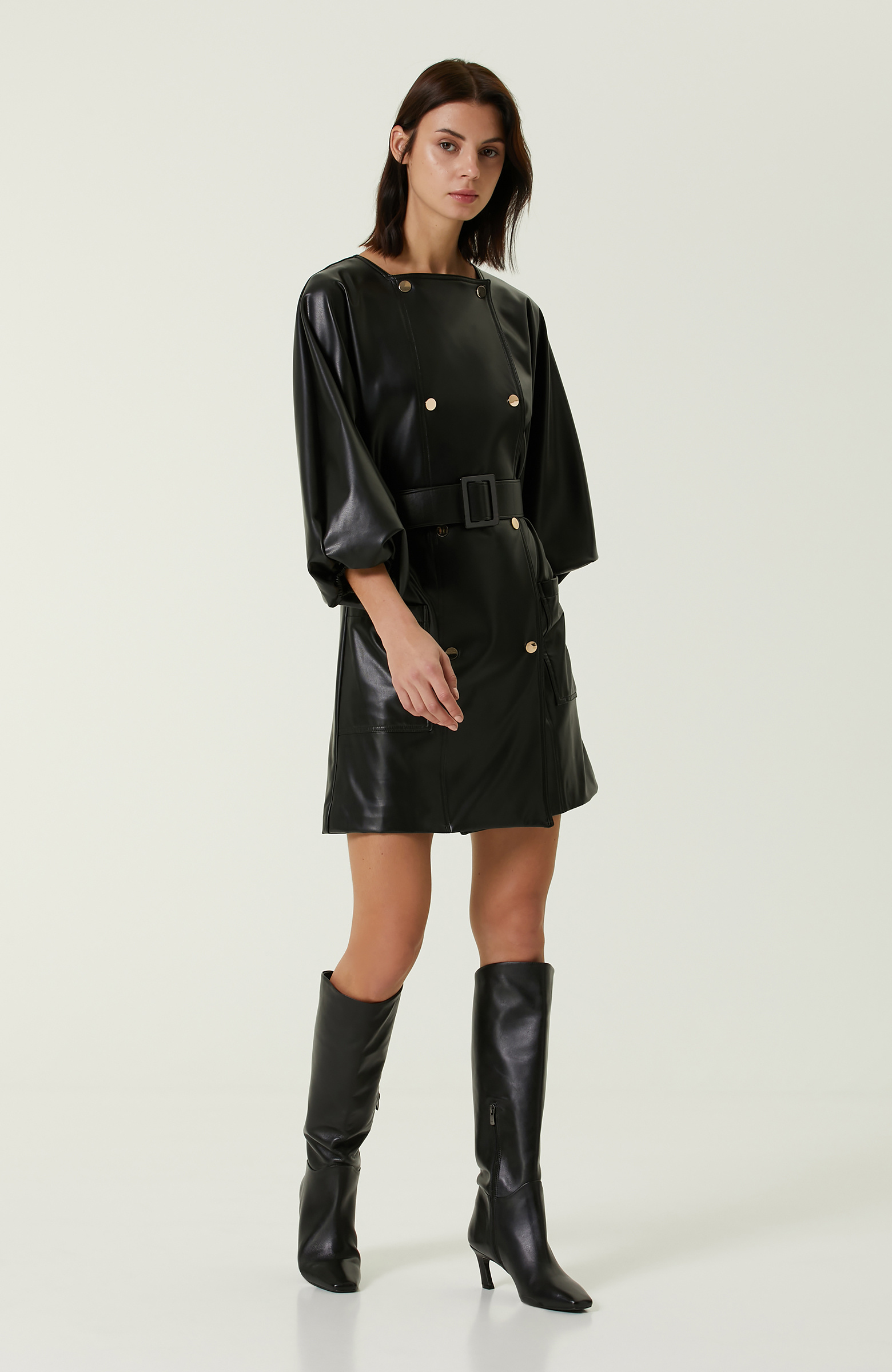 Regular Fit Siyah Mini Elbise