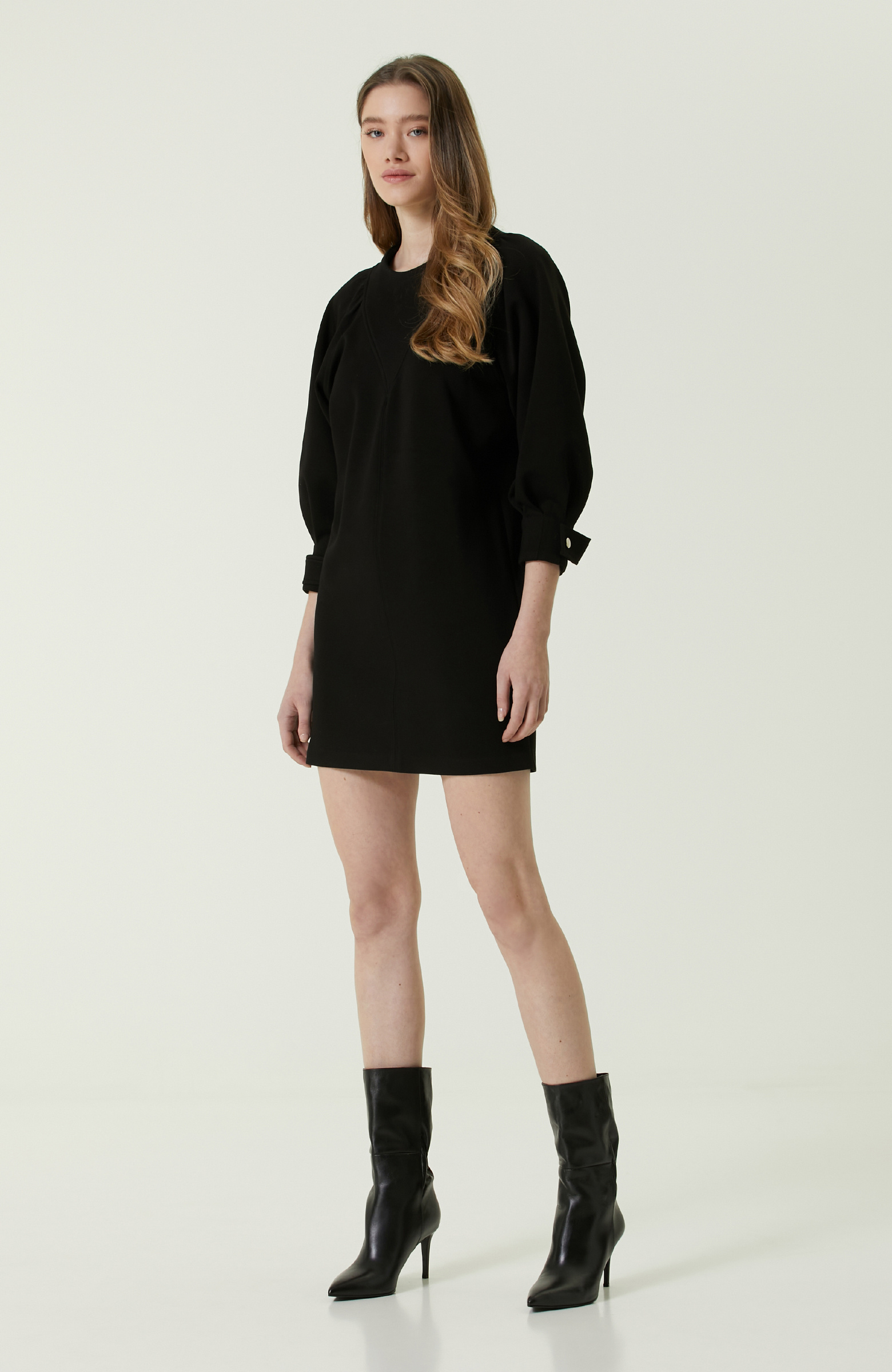 Regular Fit Siyah Mini Elbise