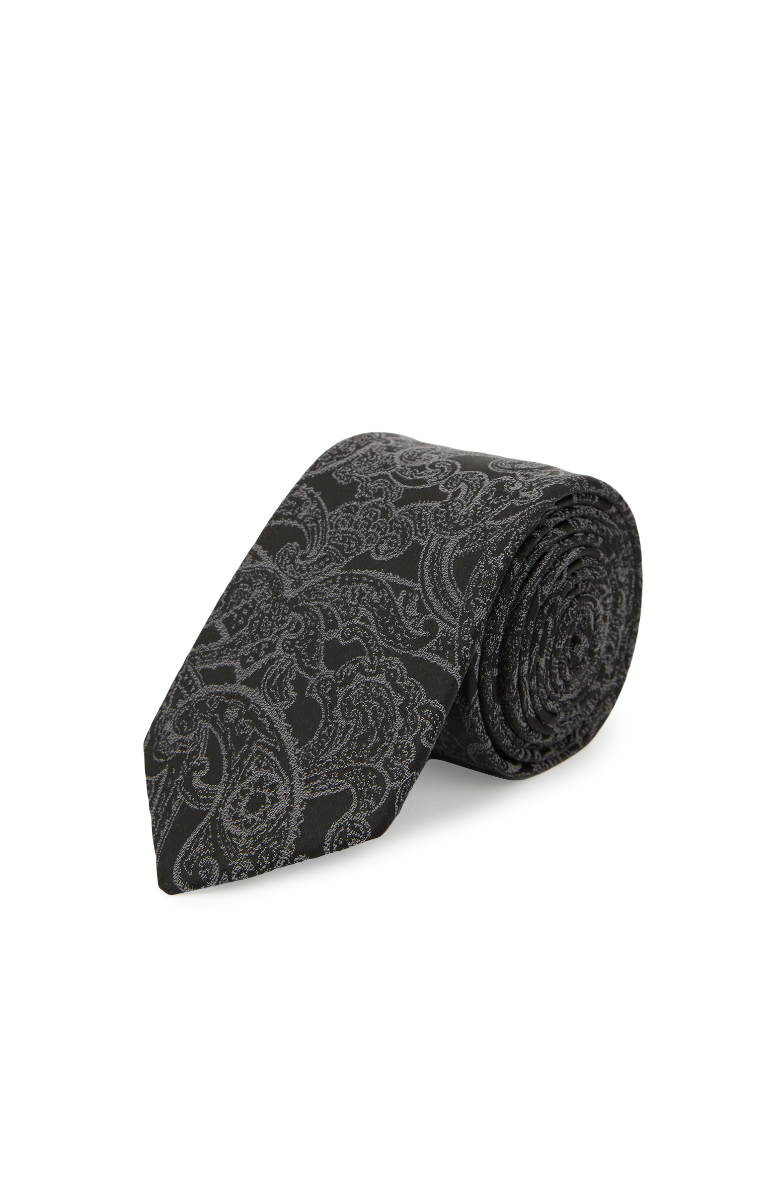 Antrasit Şal Desenli İpek Kravat