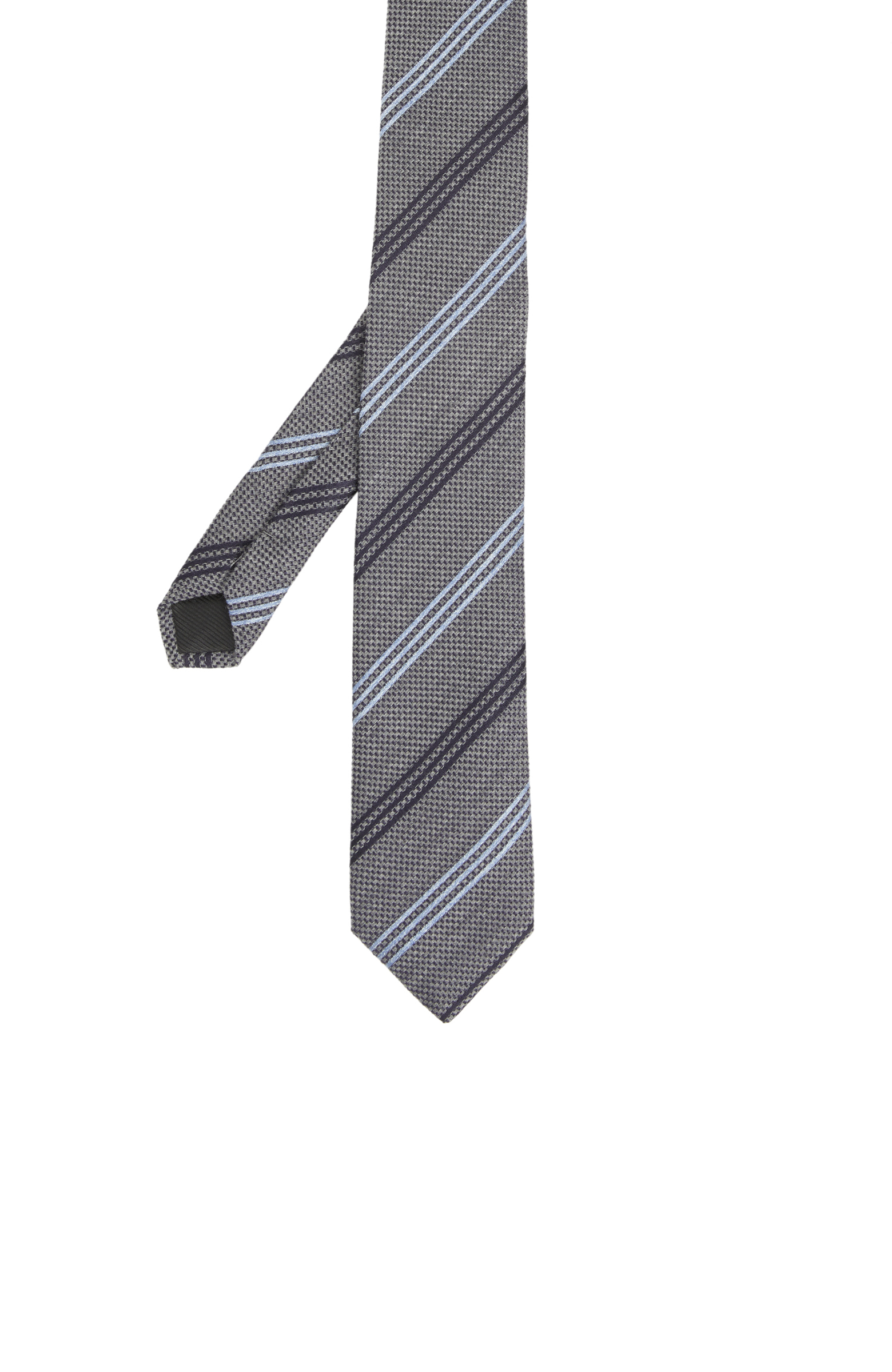 Gri Verev Çizgili İpek Kravat Gri Verev Çizgili İpek Kravat