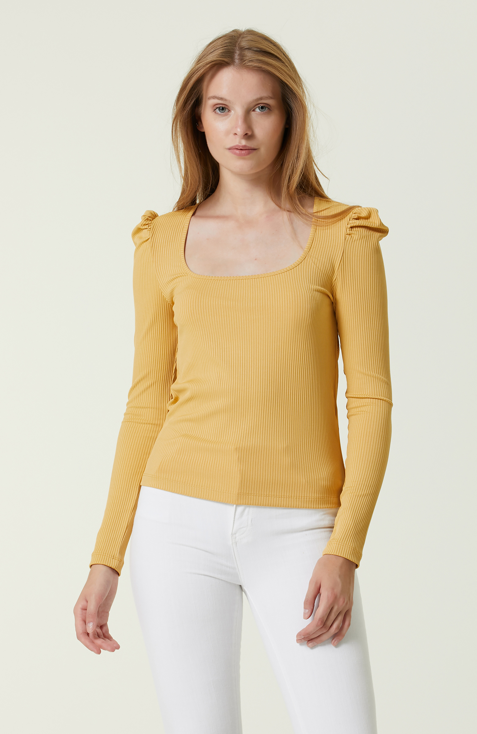 Sarı Kol Detaylı Sweatshirt