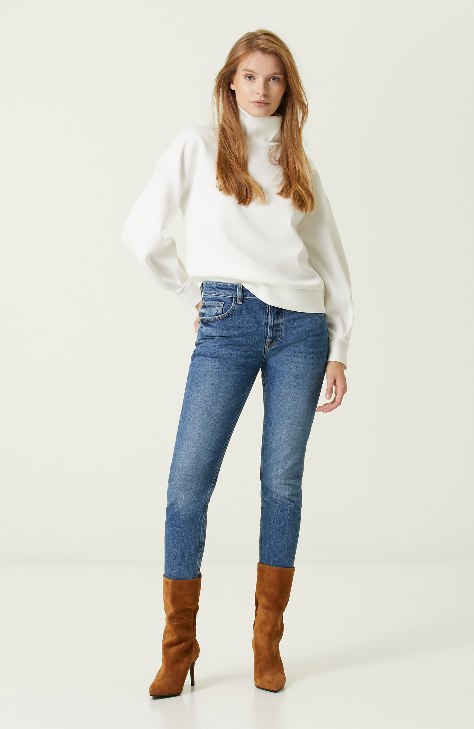 Basic Fit Mavi Yüksek Bel Jean Pantolon