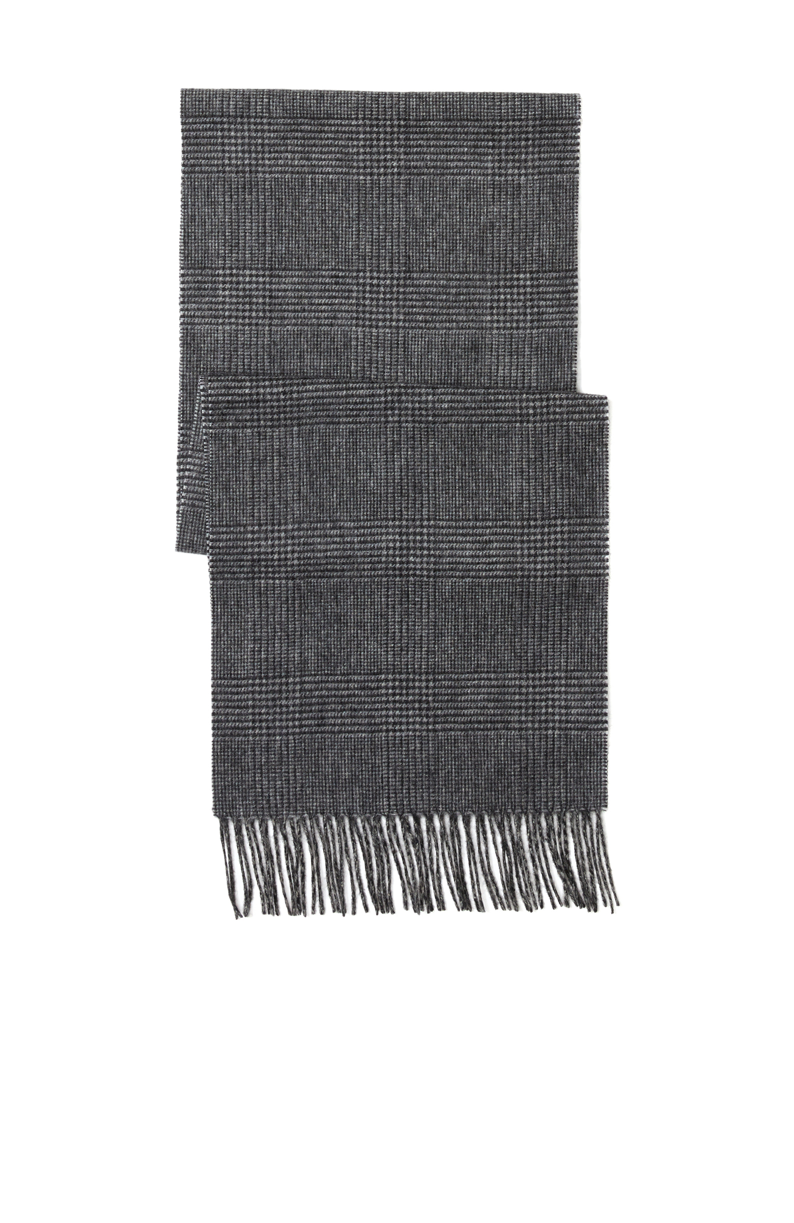 Siyah Gri Kareli Erkek Yün Atkı