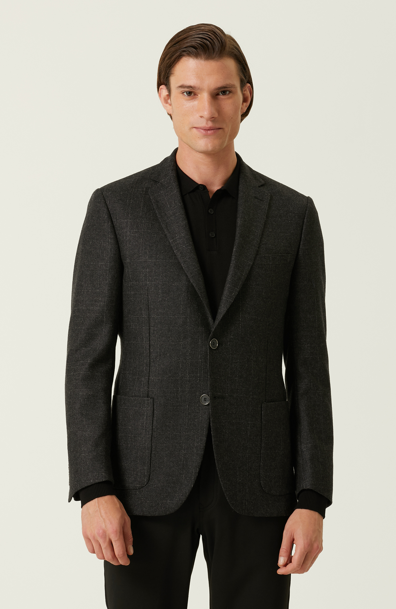 Slim Fit Antrasit Yün Ceket
