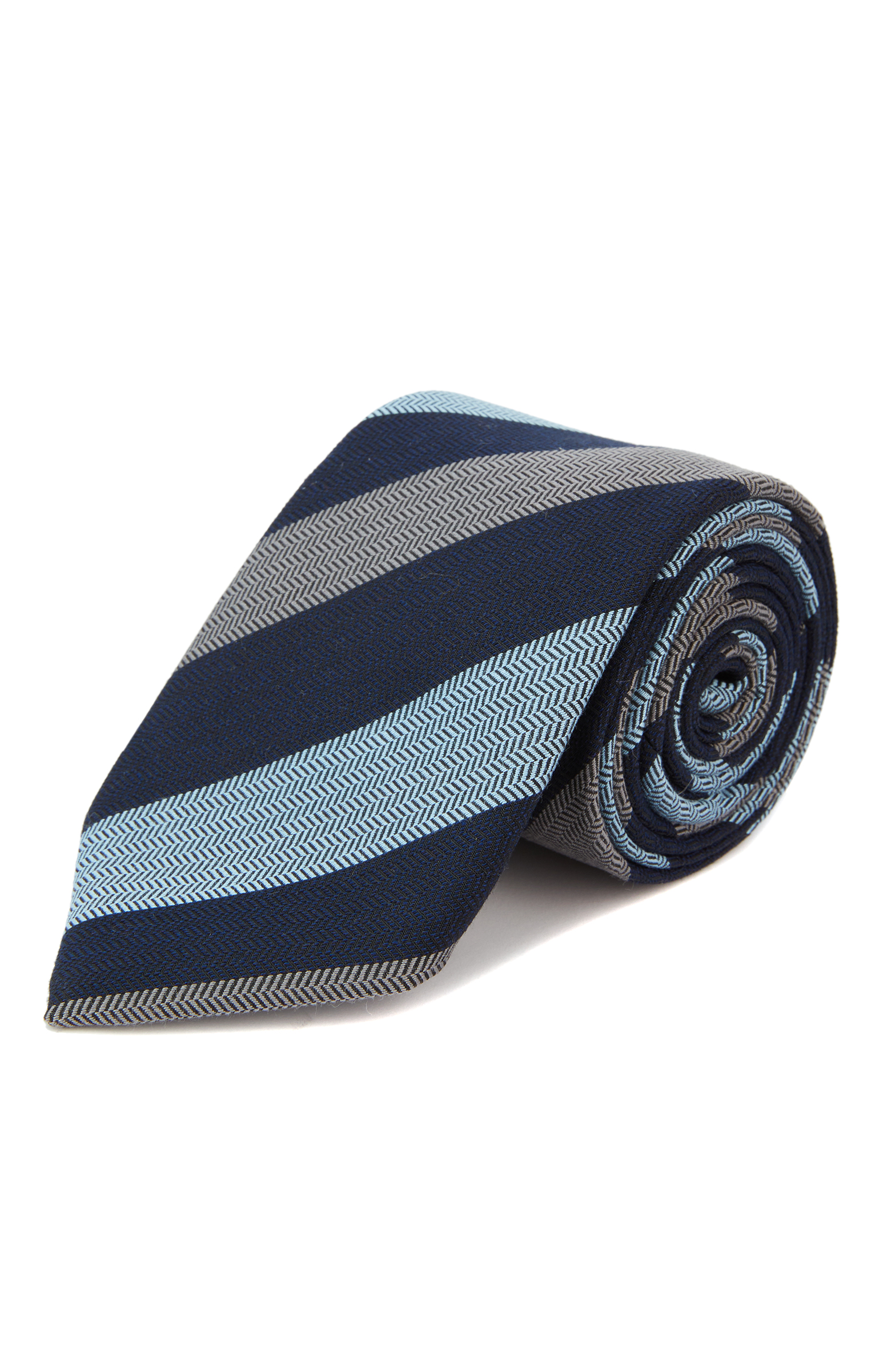 Lacivert Verev Çizgili İpek Kravat Lacivert Verev Çizgili İpek Kravat