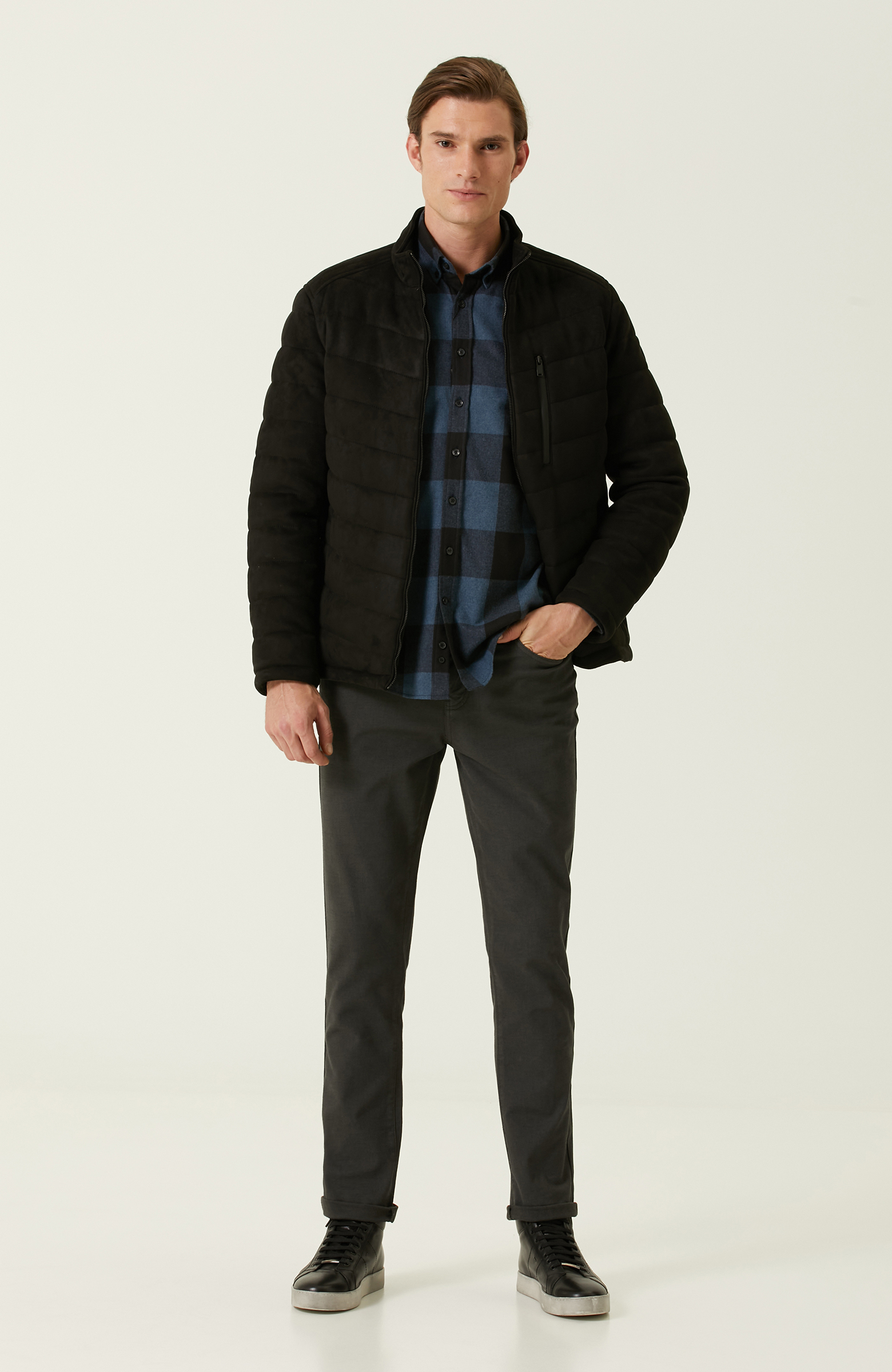 Slim Fit Gri Melanj Casual Pantolon Slim Fit Gri Melanj Casual Pantolon