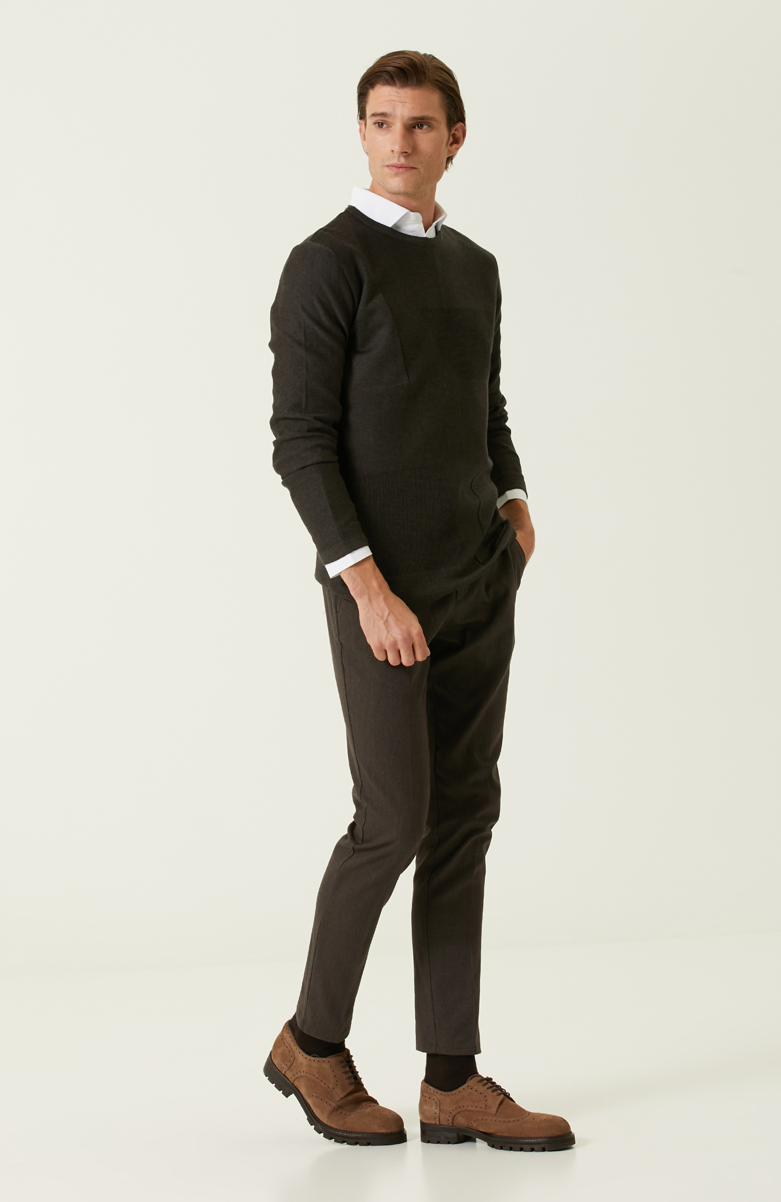 Slim Fit Kahverengi Pantolon