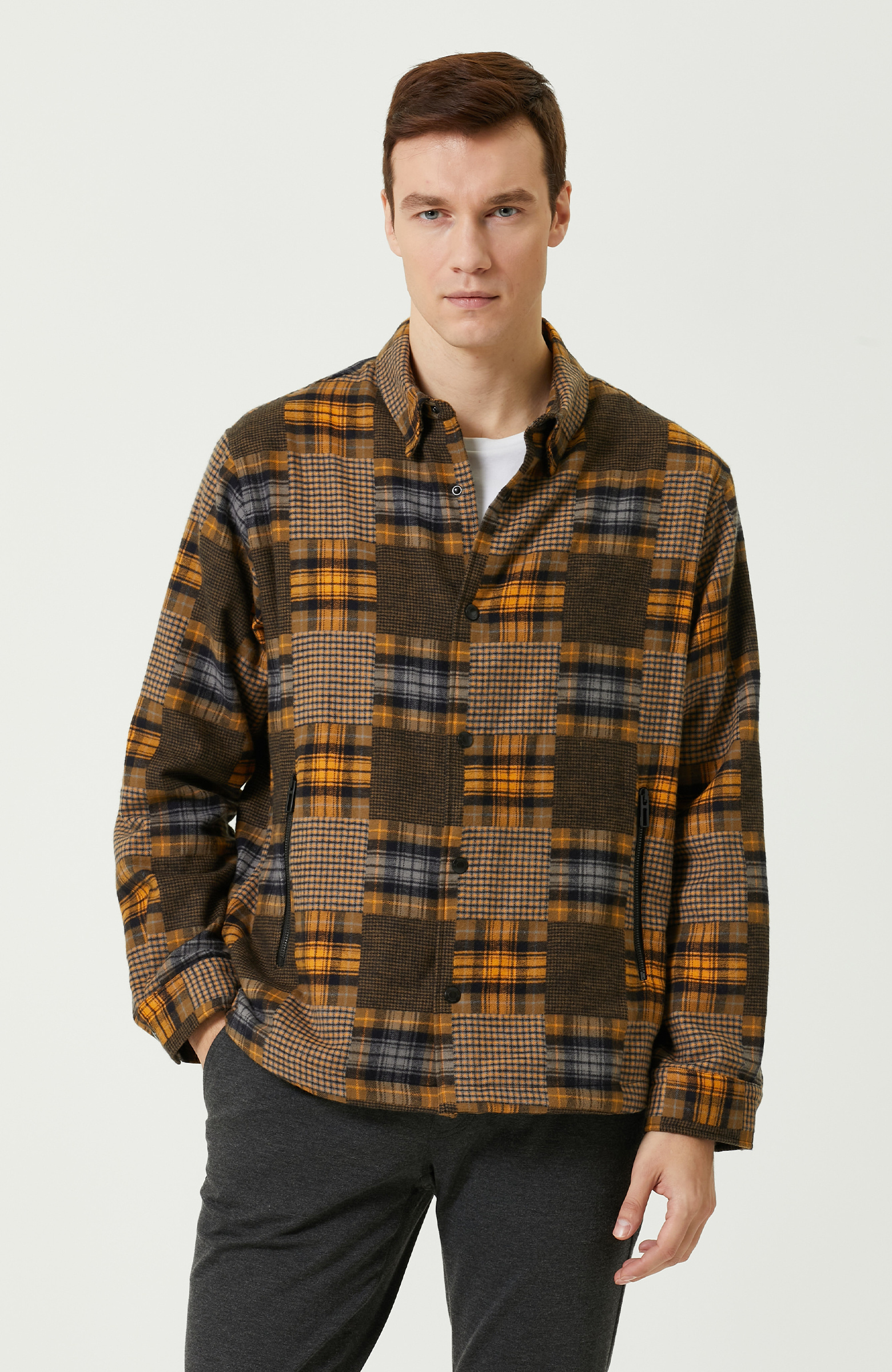 Slim Fit Haki Dış Gömlek